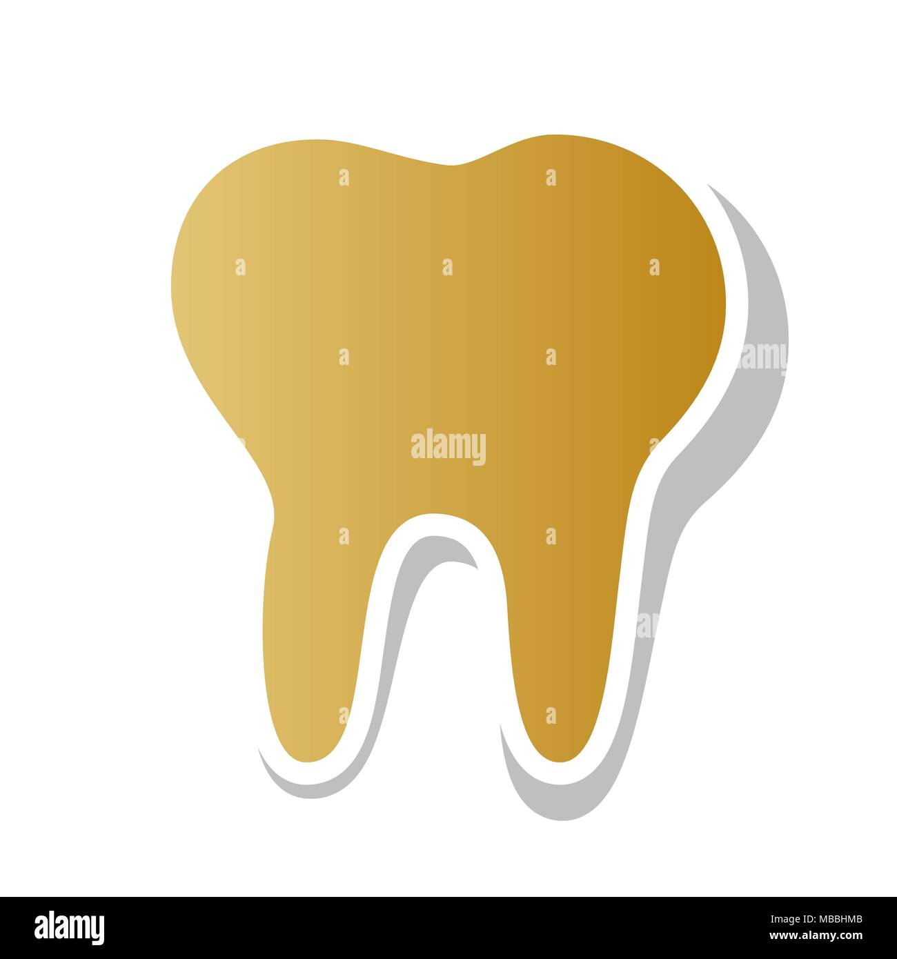 Tooth sign illustration. Vector. Golden gradient icon with white ...