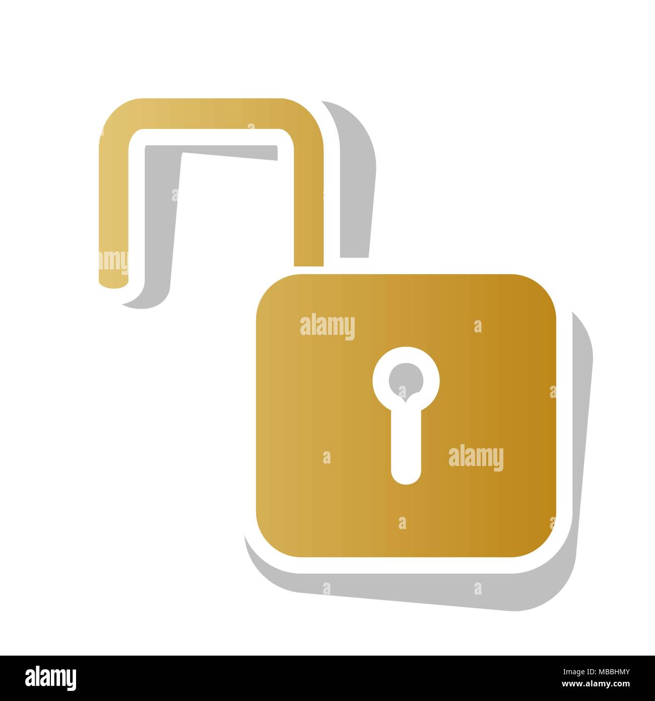 Unlock sign illustration. Vector. Golden gradient icon with white ...