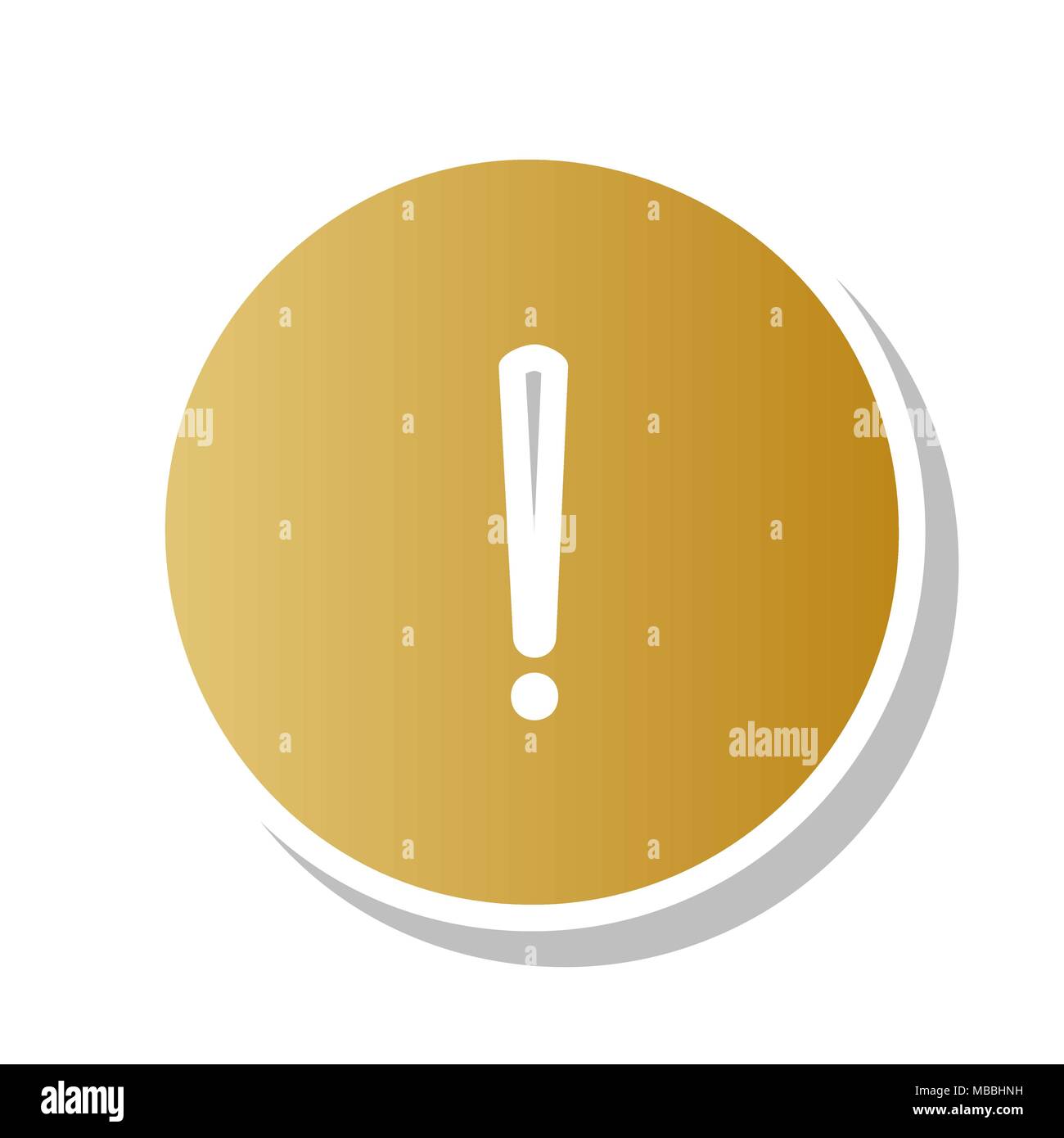 Exclamation mark sign. Vector. Golden gradient icon with white contour ...