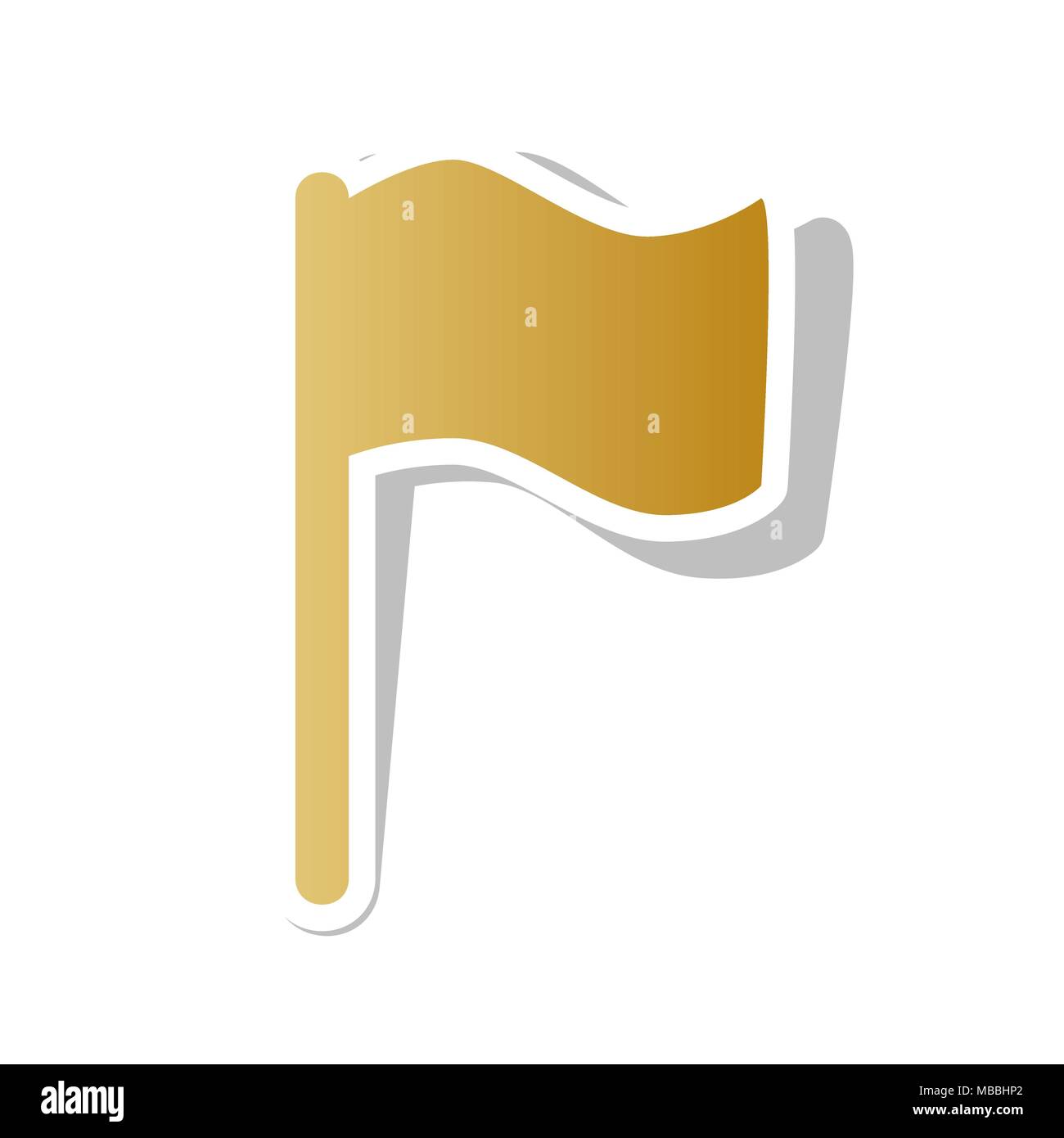 Flag sign illustration. Vector. Golden gradient icon with white contour ...