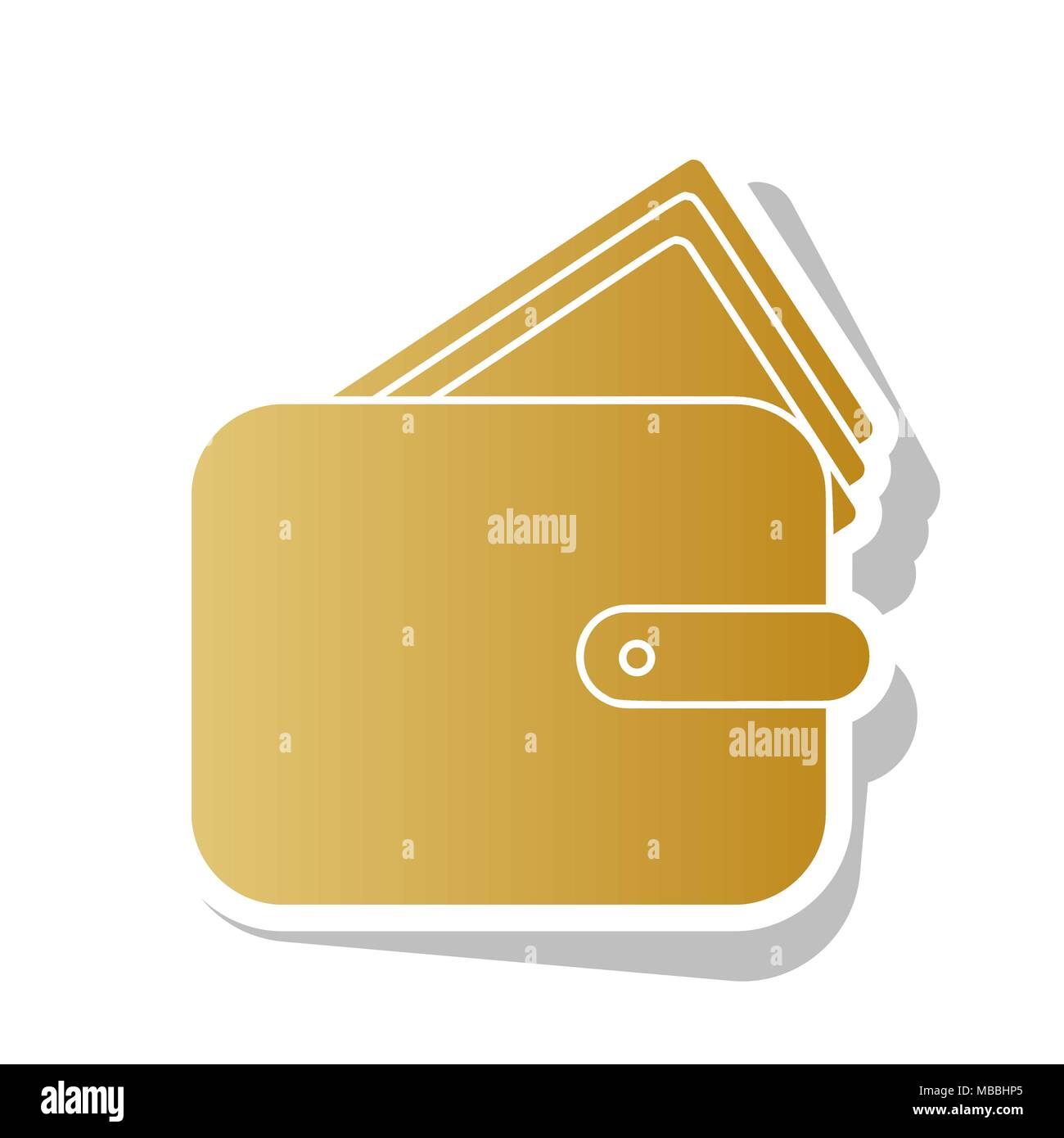 Wallet sign illustration. Vector. Golden gradient icon with white ...