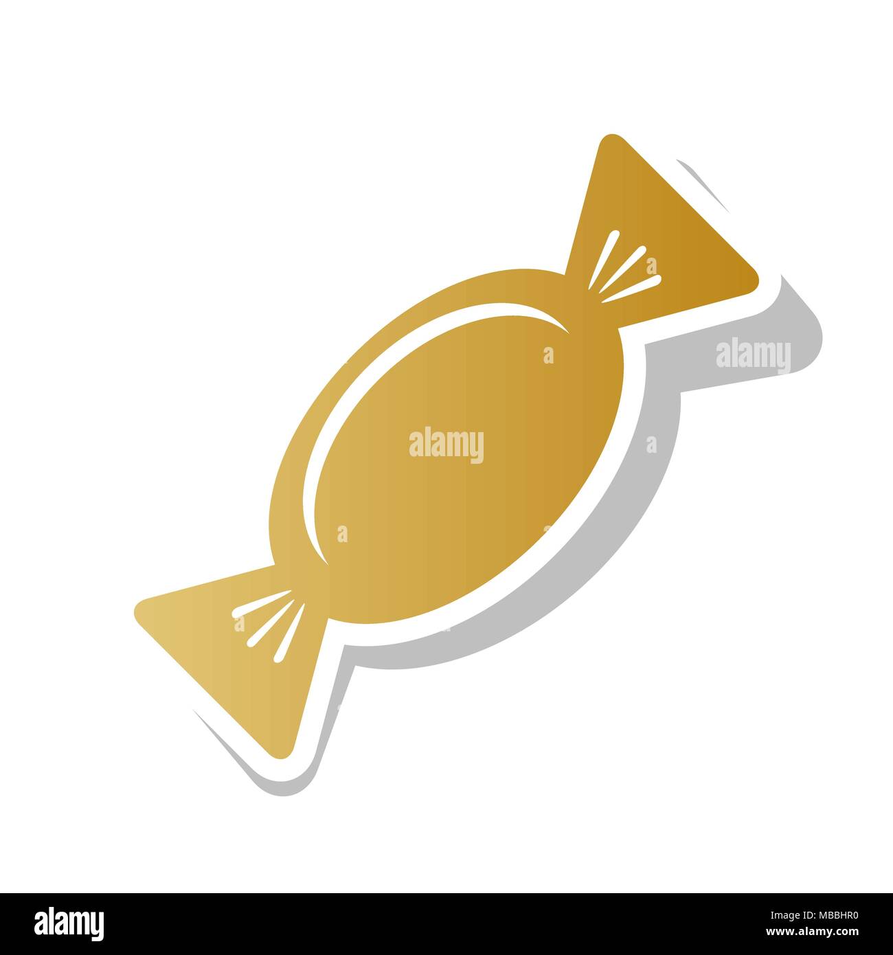 Candy sign illustration. Vector. Golden gradient icon with white ...