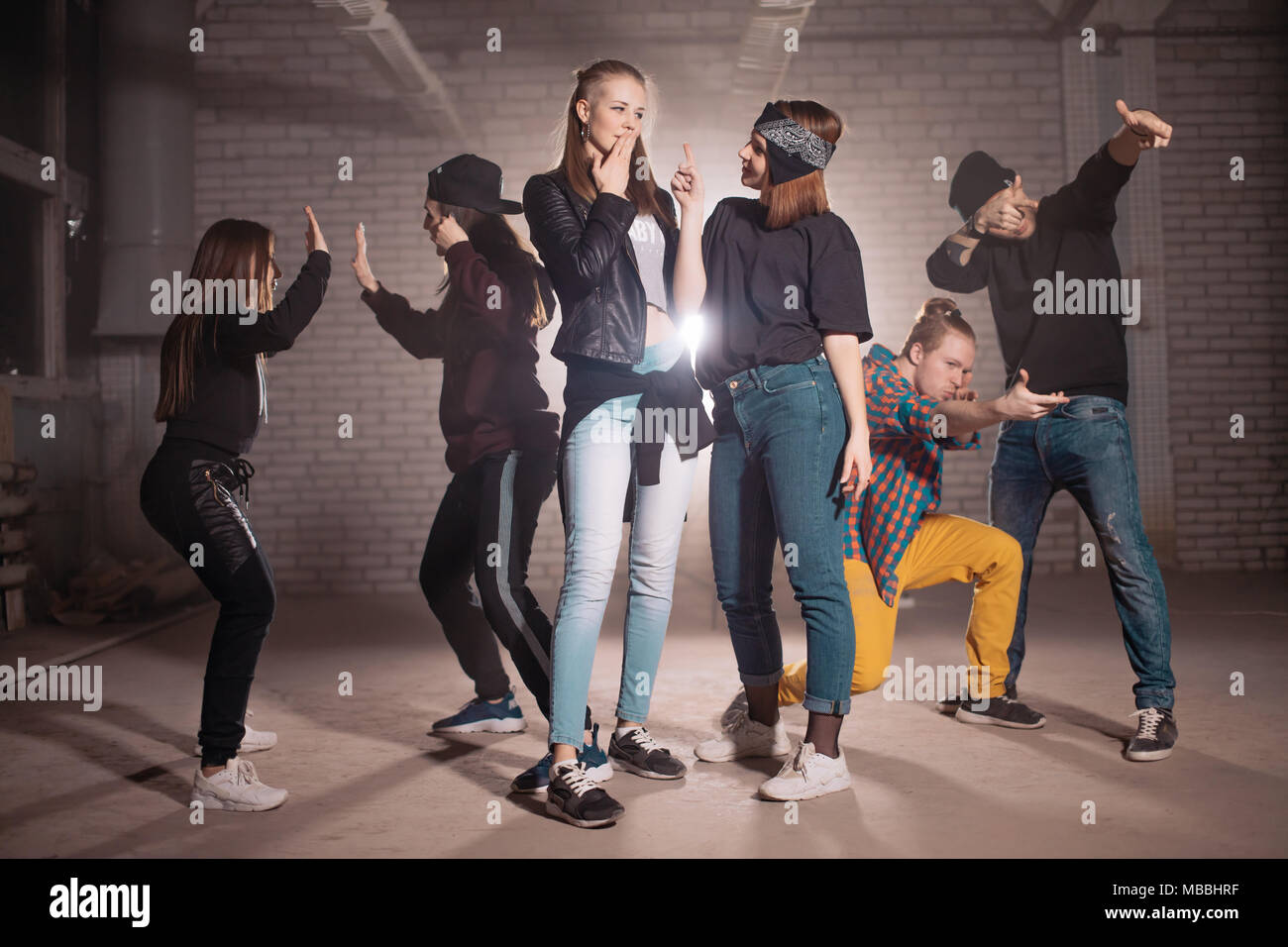 group of yourth is dancing its own role. getting into character Stock ...