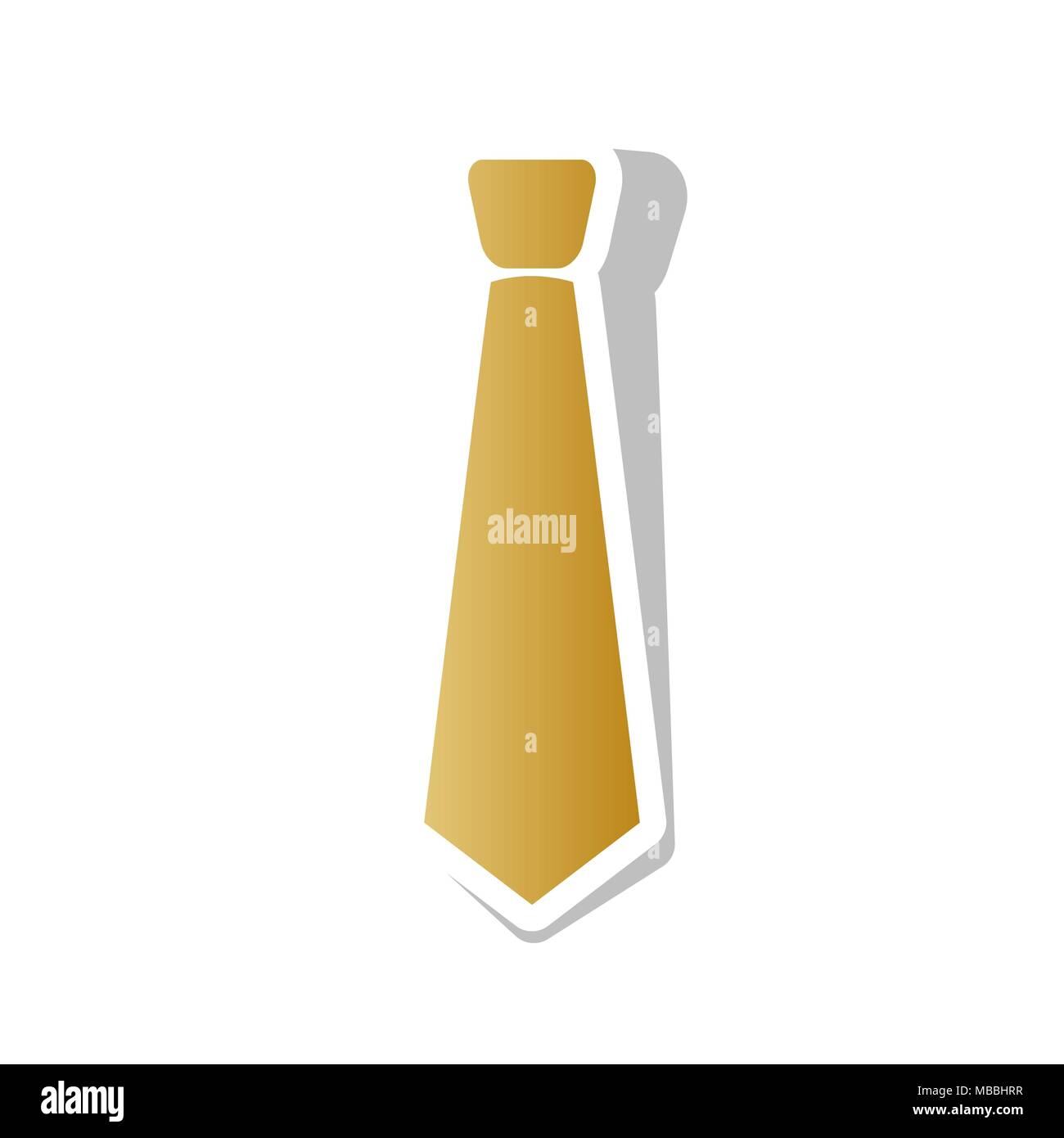 Tie sign illustration. Vector. Golden gradient icon with white contour ...