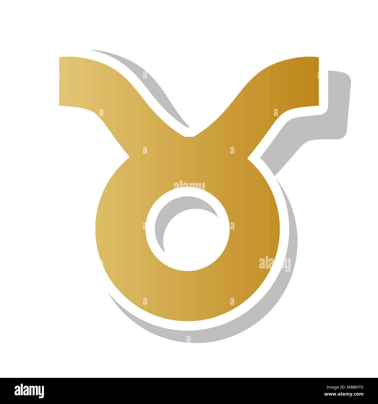Taurus sign illustration. Vector. Golden gradient icon with white ...