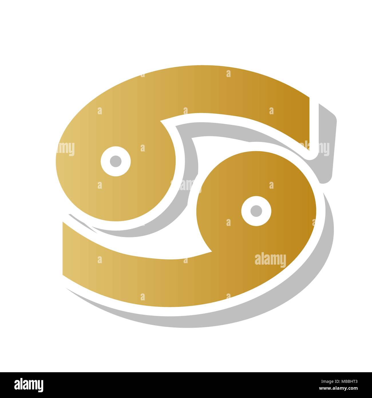 Cancer sign illustration. Vector. Golden gradient icon with white ...