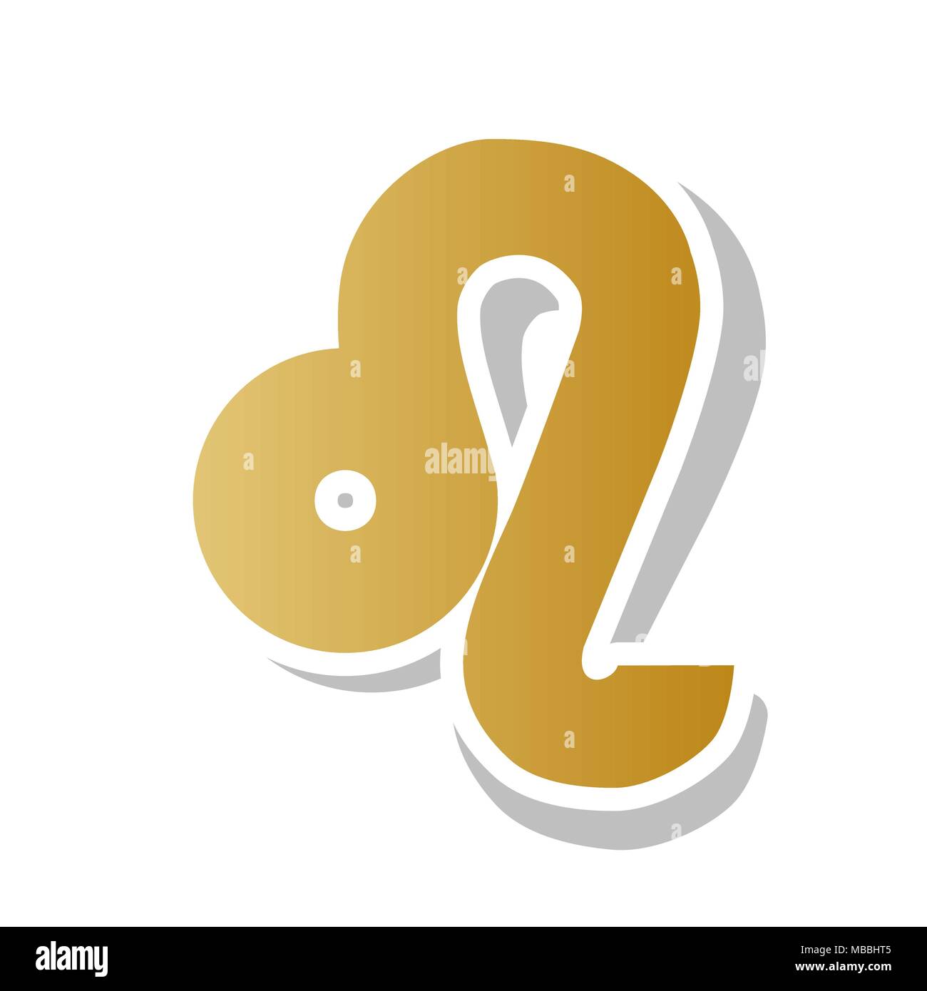 Leo sign illustration. Vector. Golden gradient icon with white contour ...