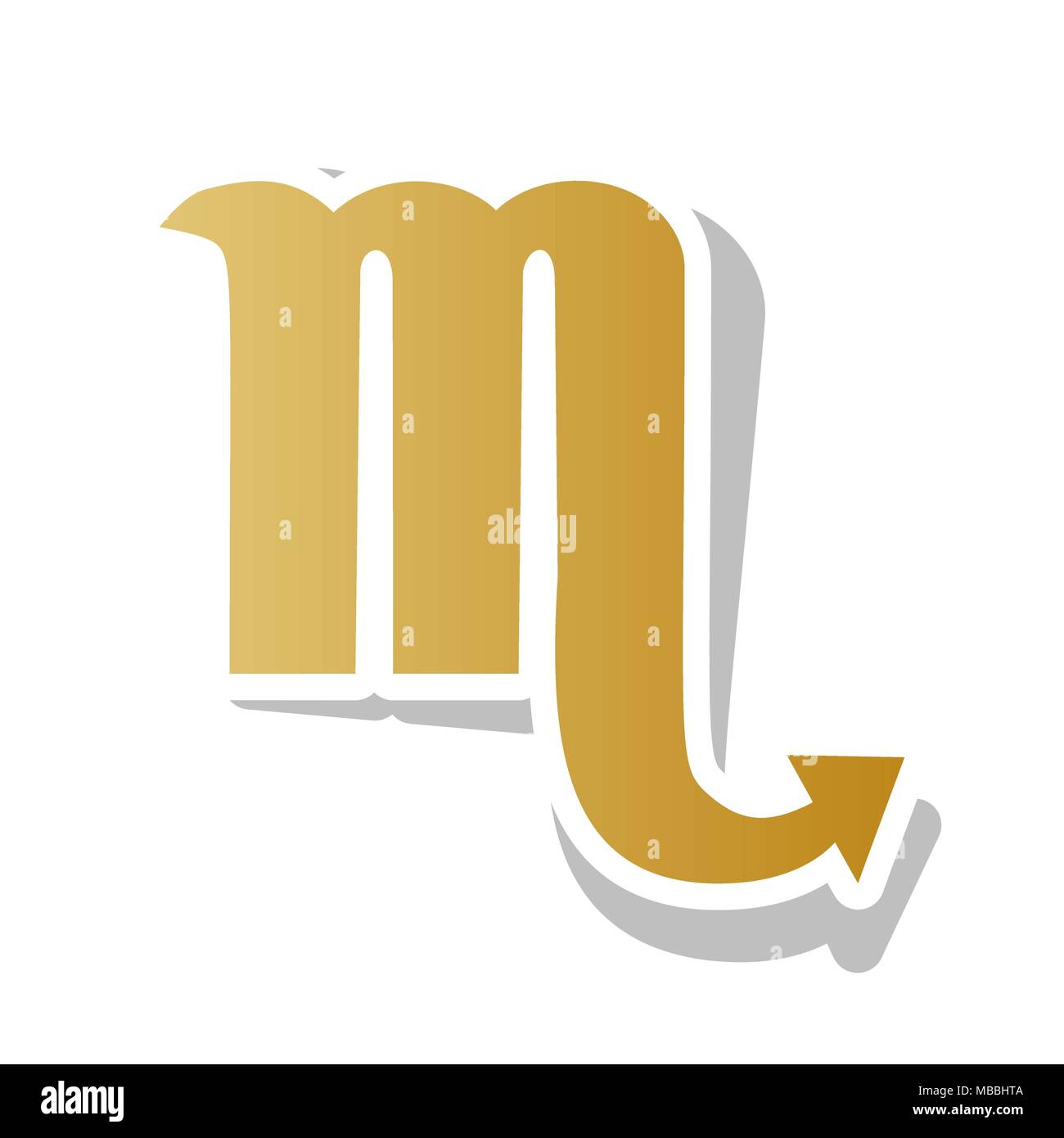 Scorpio sign illustration. Vector. Golden gradient icon with white ...