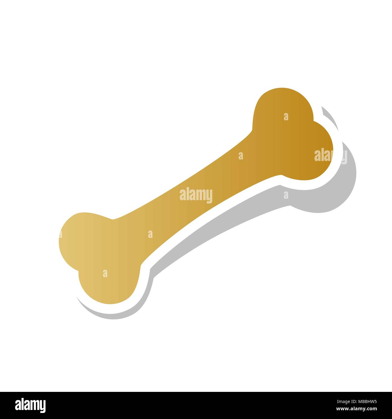 Bone sign illustration. Vector. Golden gradient icon with white contour ...