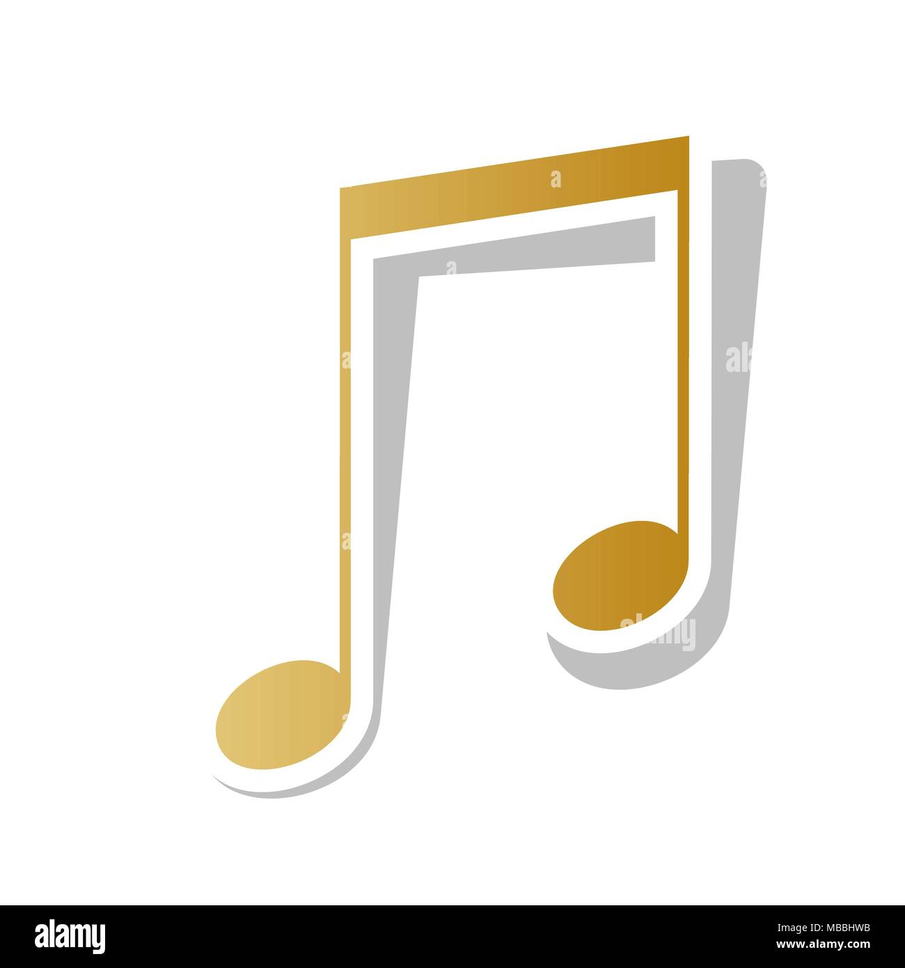 Music sign illustration. Vector. Golden gradient icon with white ...