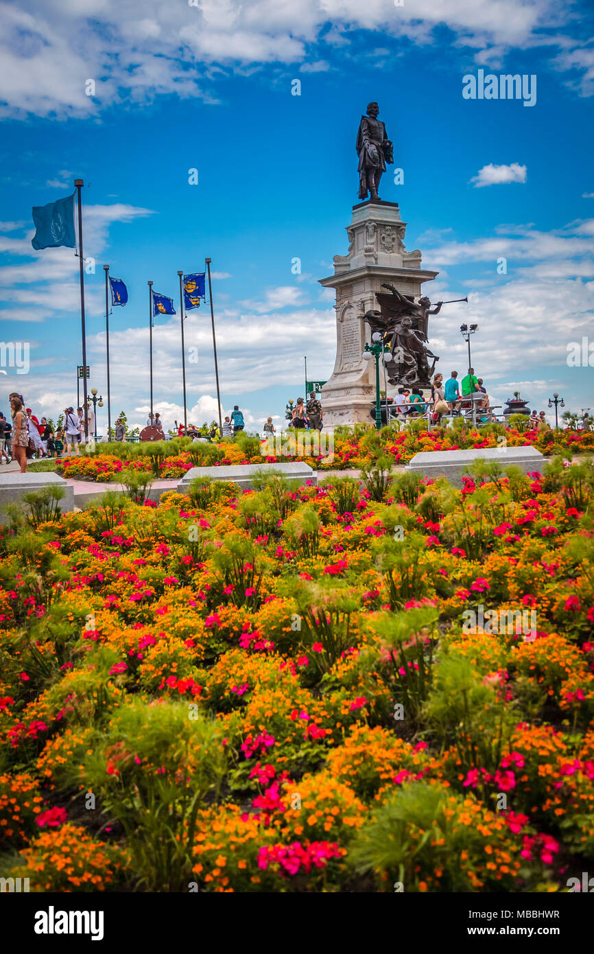 Statue of Samuel de Champlain on Dufferin terrace- famous monument of ...