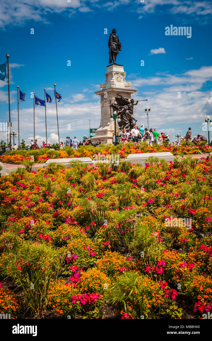 Statue of Samuel de Champlain on Dufferin terrace- famous monument of ...