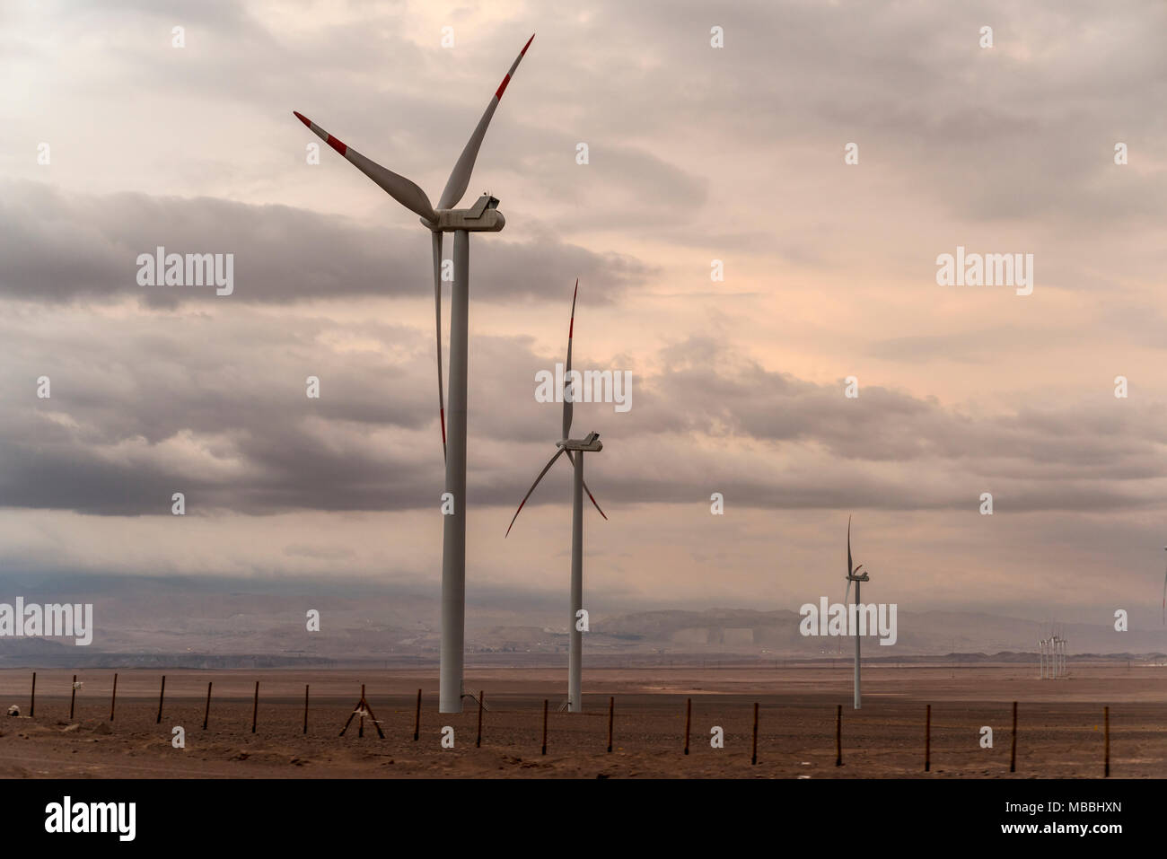 wind generators in the Atacama Desert. Sky with clouds Stock Photo - Alamy
