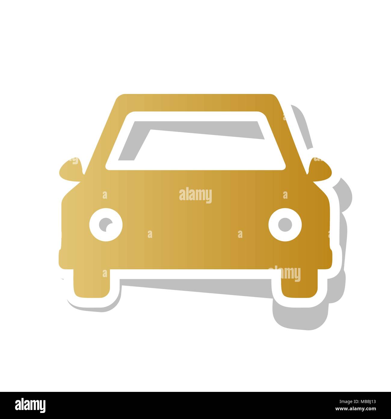 Car sign illustration. Vector. Golden gradient icon with white contour ...
