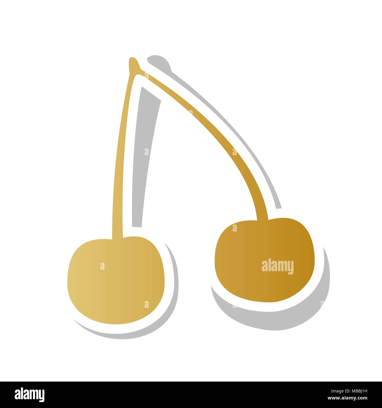 Cherry sign illustration. Vector. Golden gradient icon with white ...