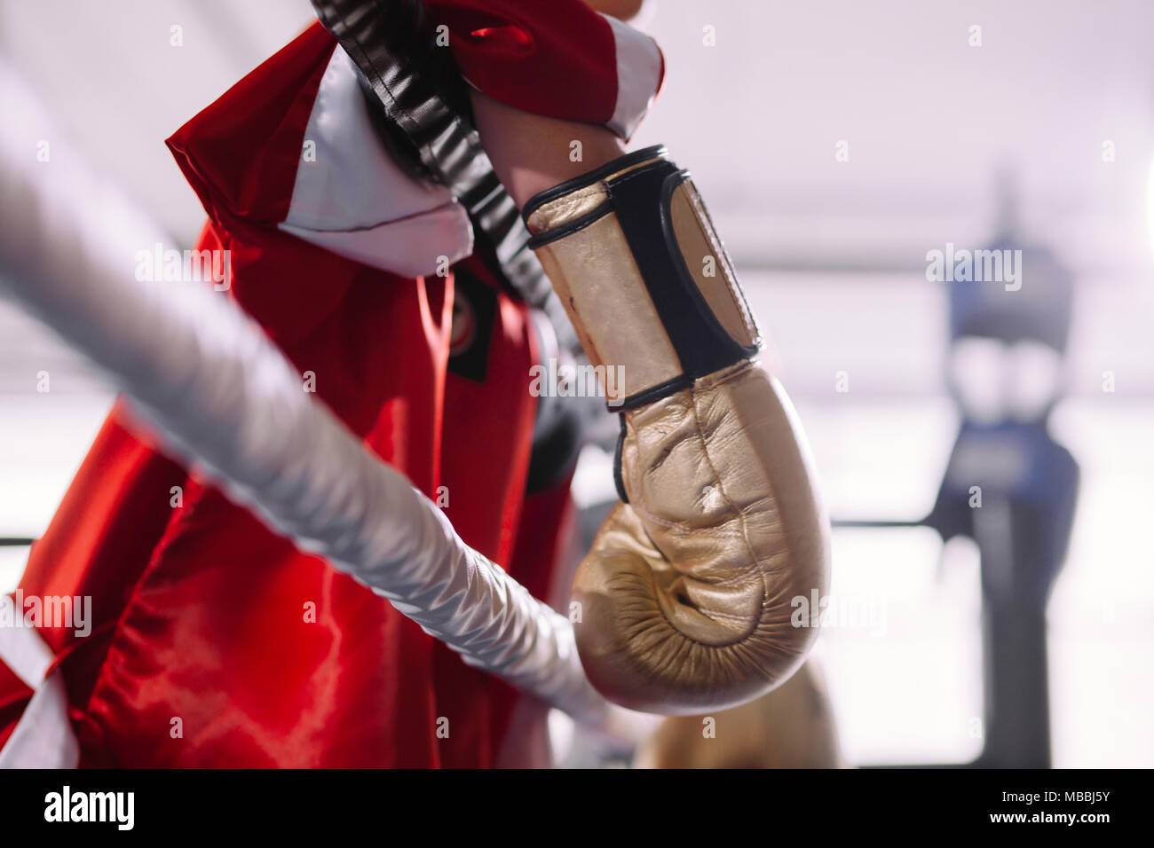 portrait of sweaty exhausted boxer resting after difficult fight Stock ...