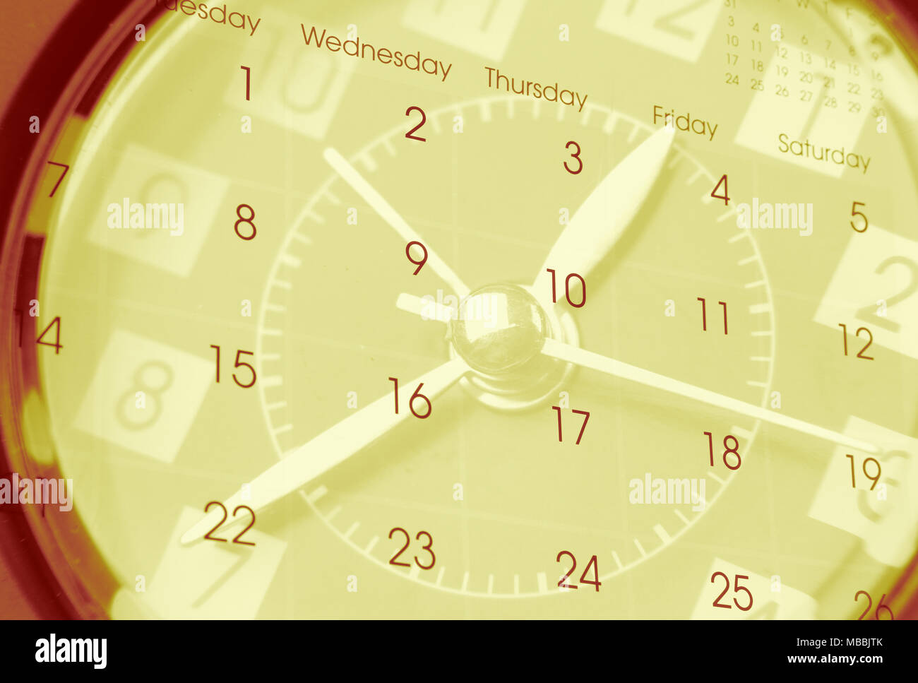 Clock face and calendar composite Stock Photo - Alamy