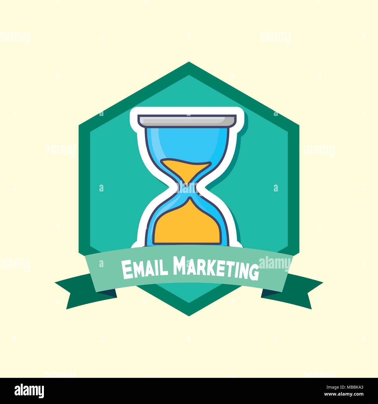 email marketing design with hourglass icon over white background ...
