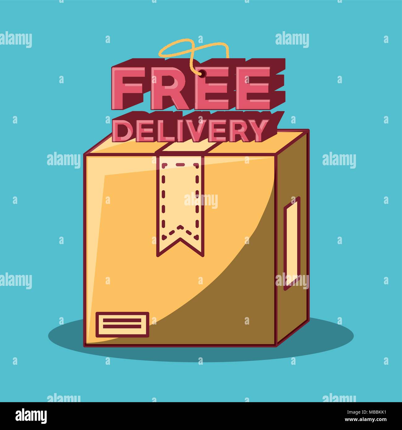 Free delivery design with carton box over blue background, colorful ...