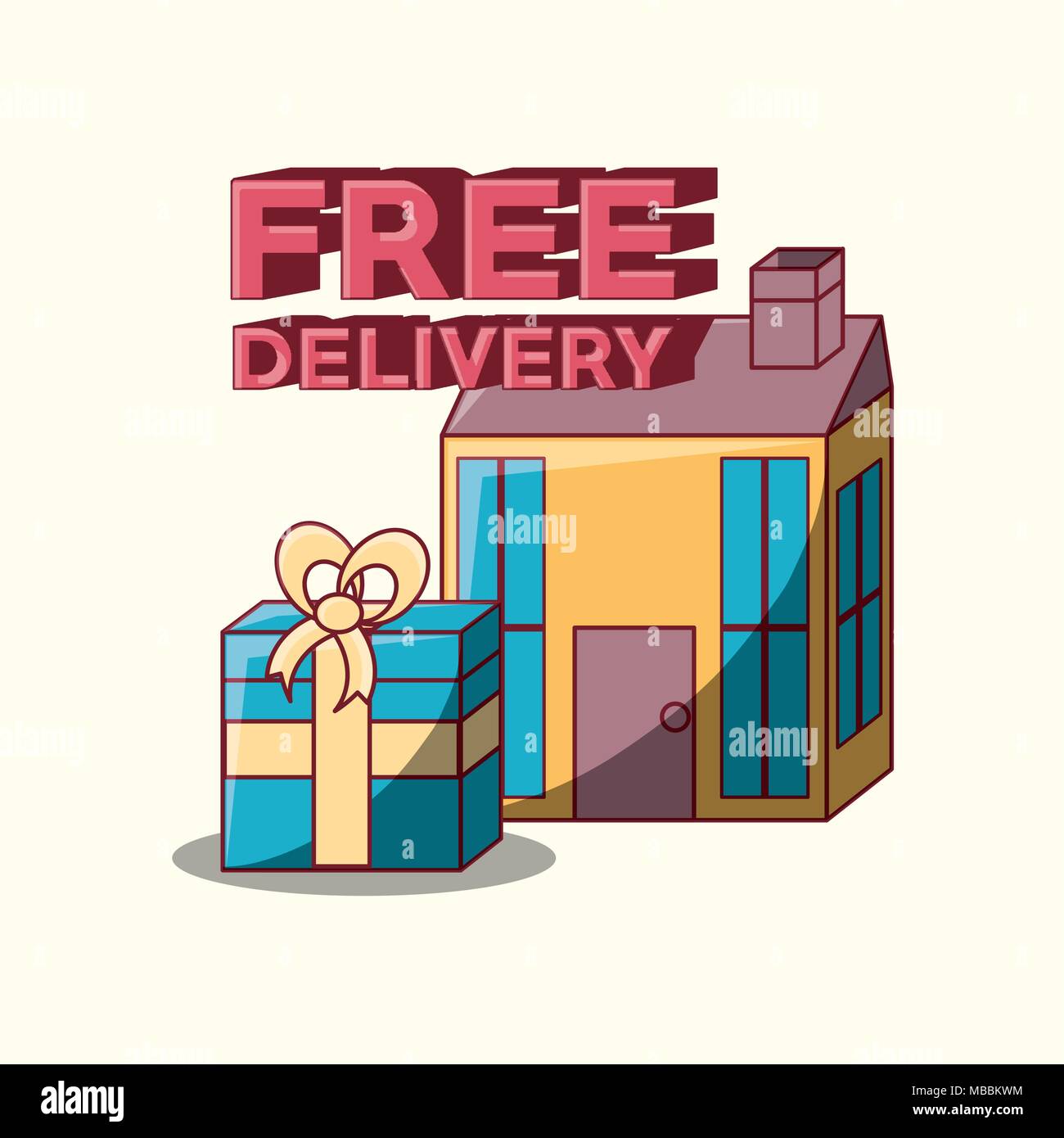 Free delivery design with house and gift box over white background ...