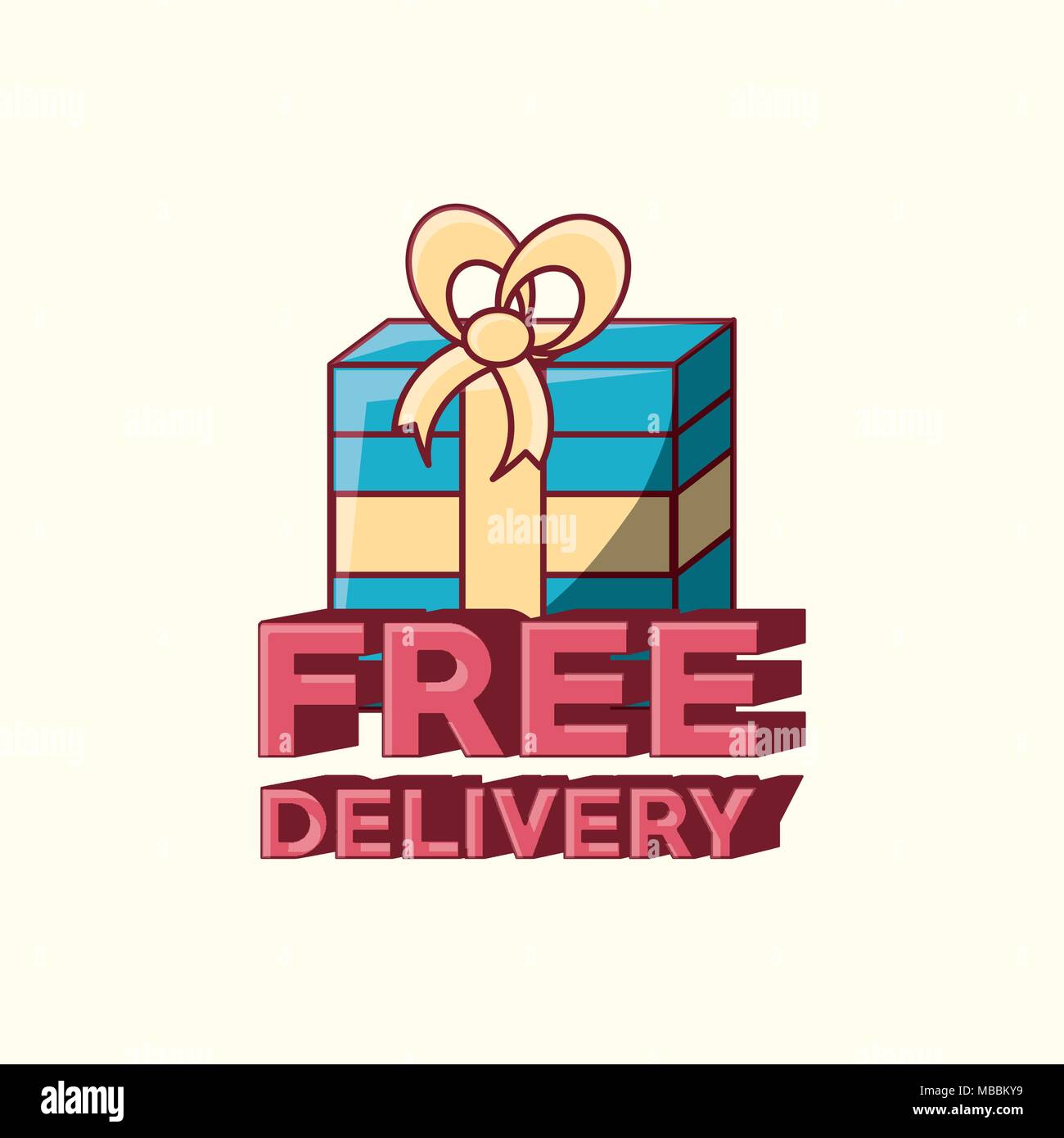 Free delivery design with gift box over white background, colorful ...