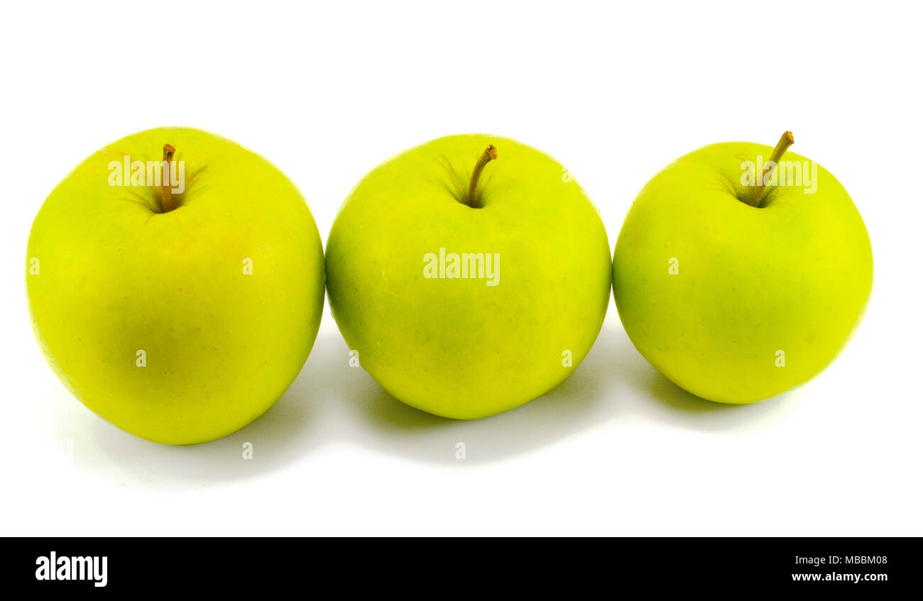 three fresh apples on white background Stock Photo - Alamy