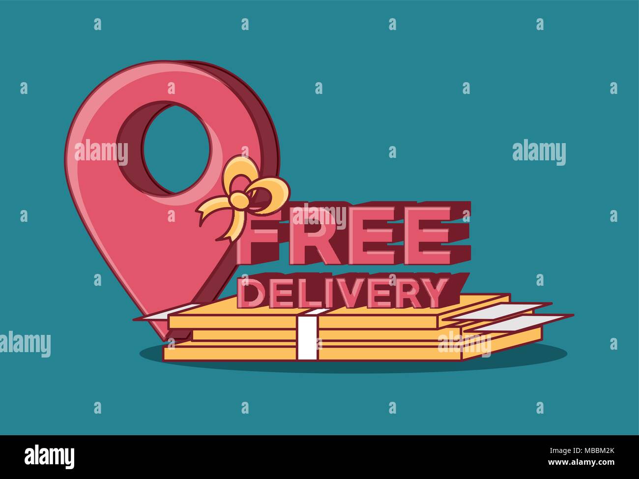 free delivery design with location pin over blue background, colorful ...