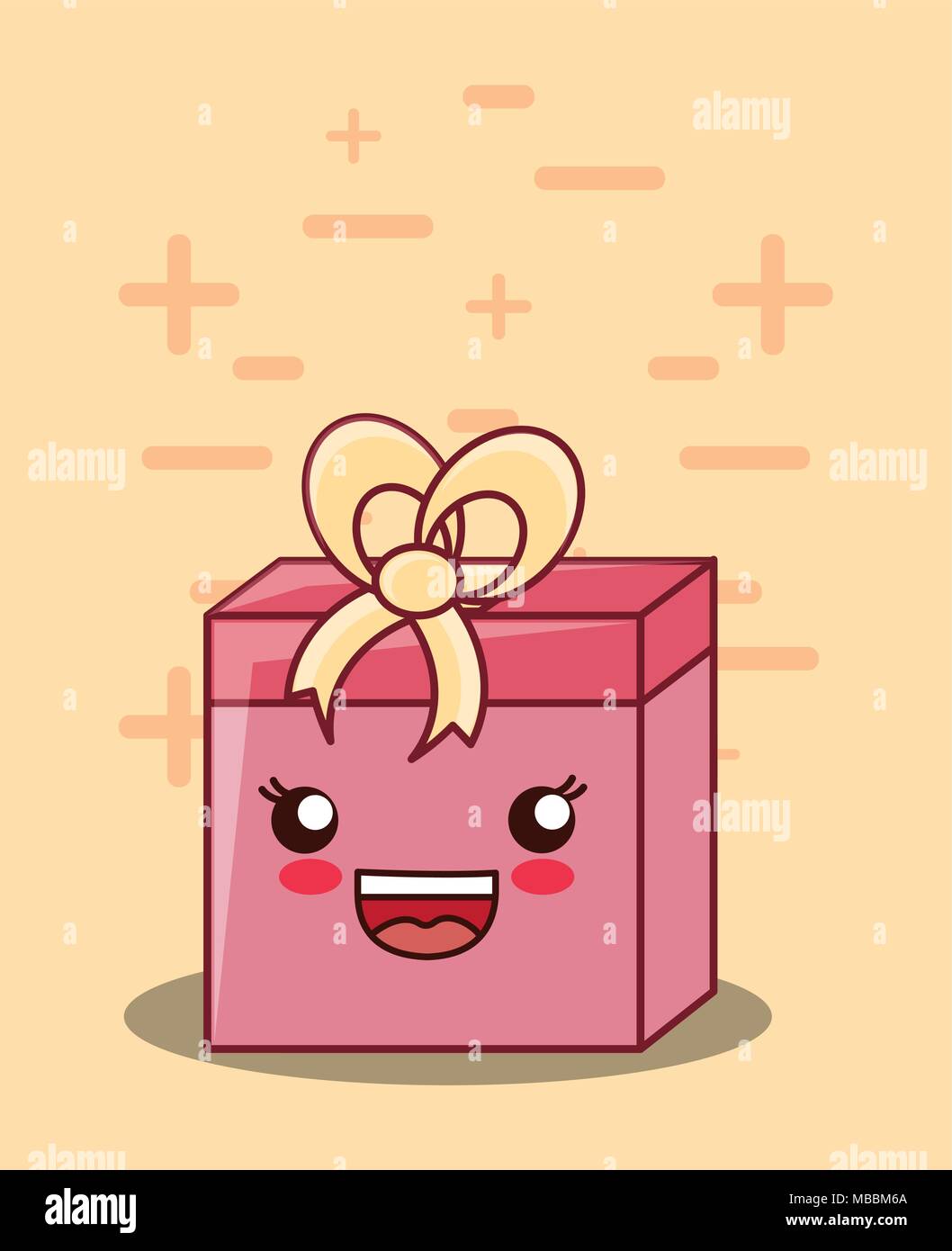 kawaii gift box over orange background, colorful design. vector ...