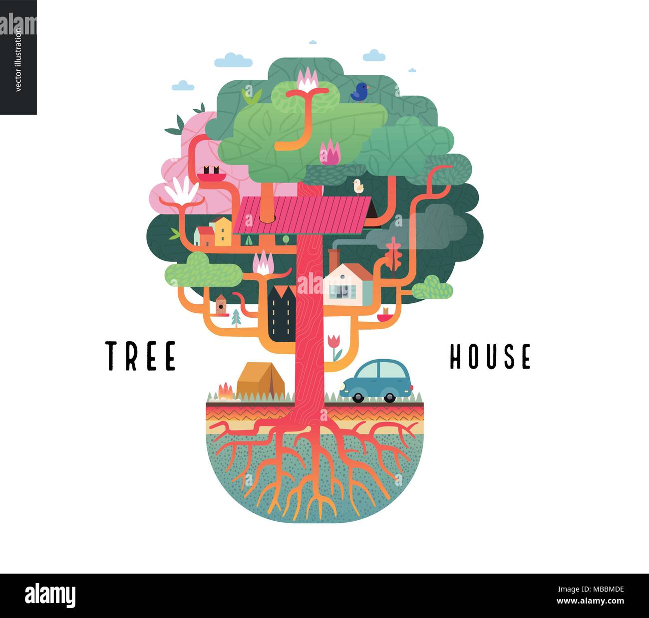 Tree house Stock Vector Images - Alamy