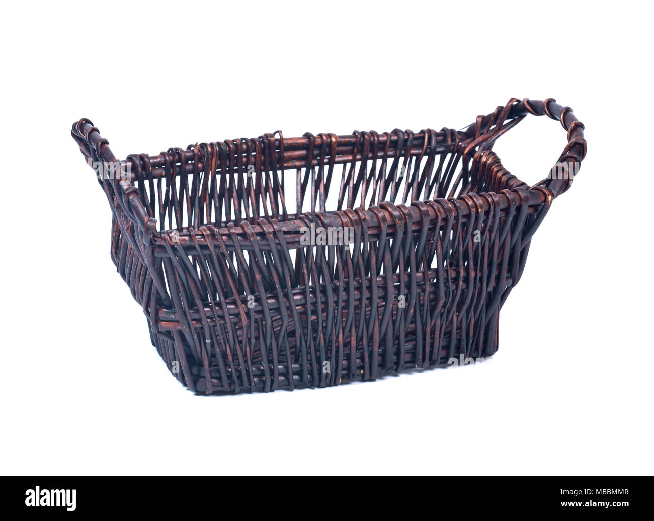Empty wicker basket for gifts isolated on white background Stock Photo ...