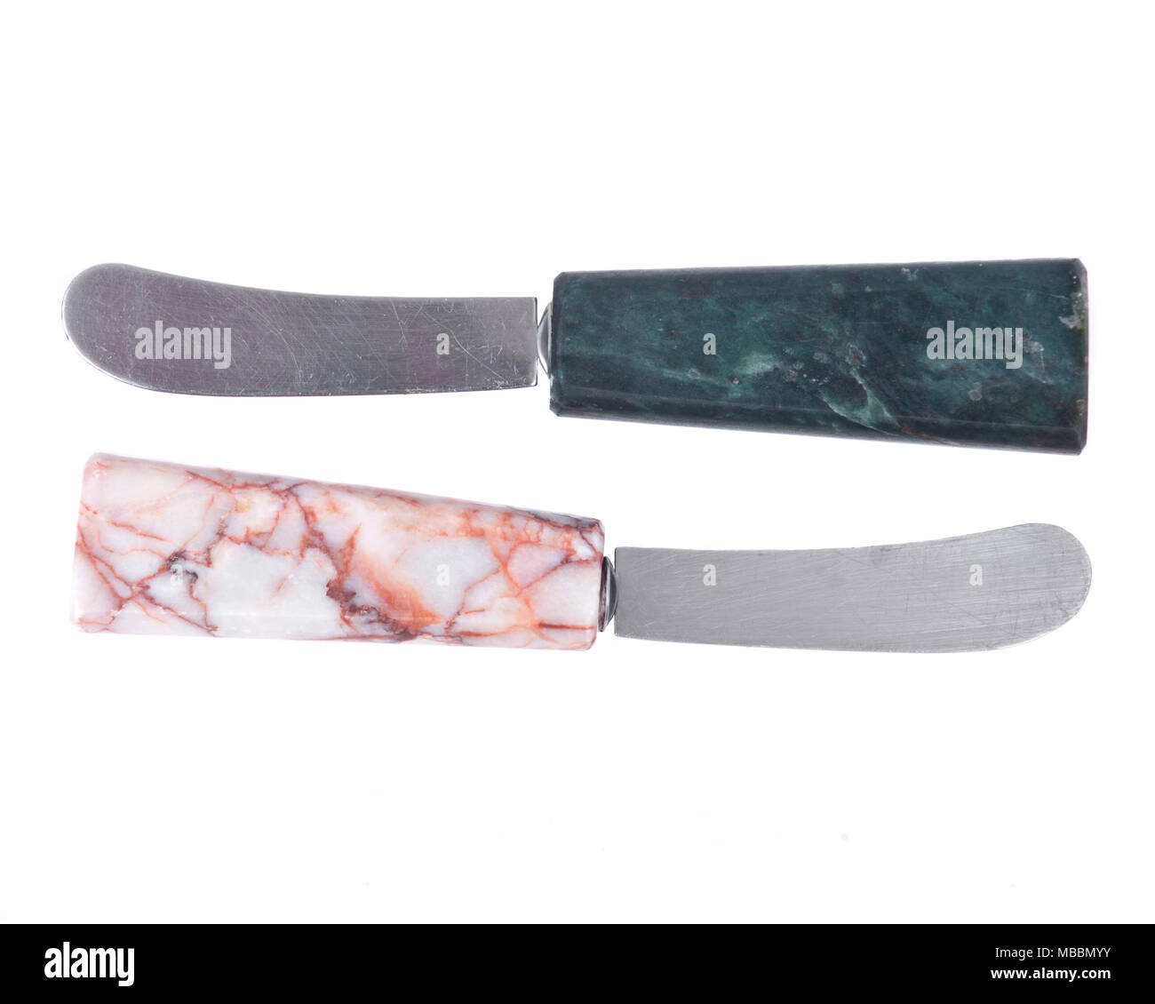 Brie cheese knife with stone handle isolated on white background Stock ...