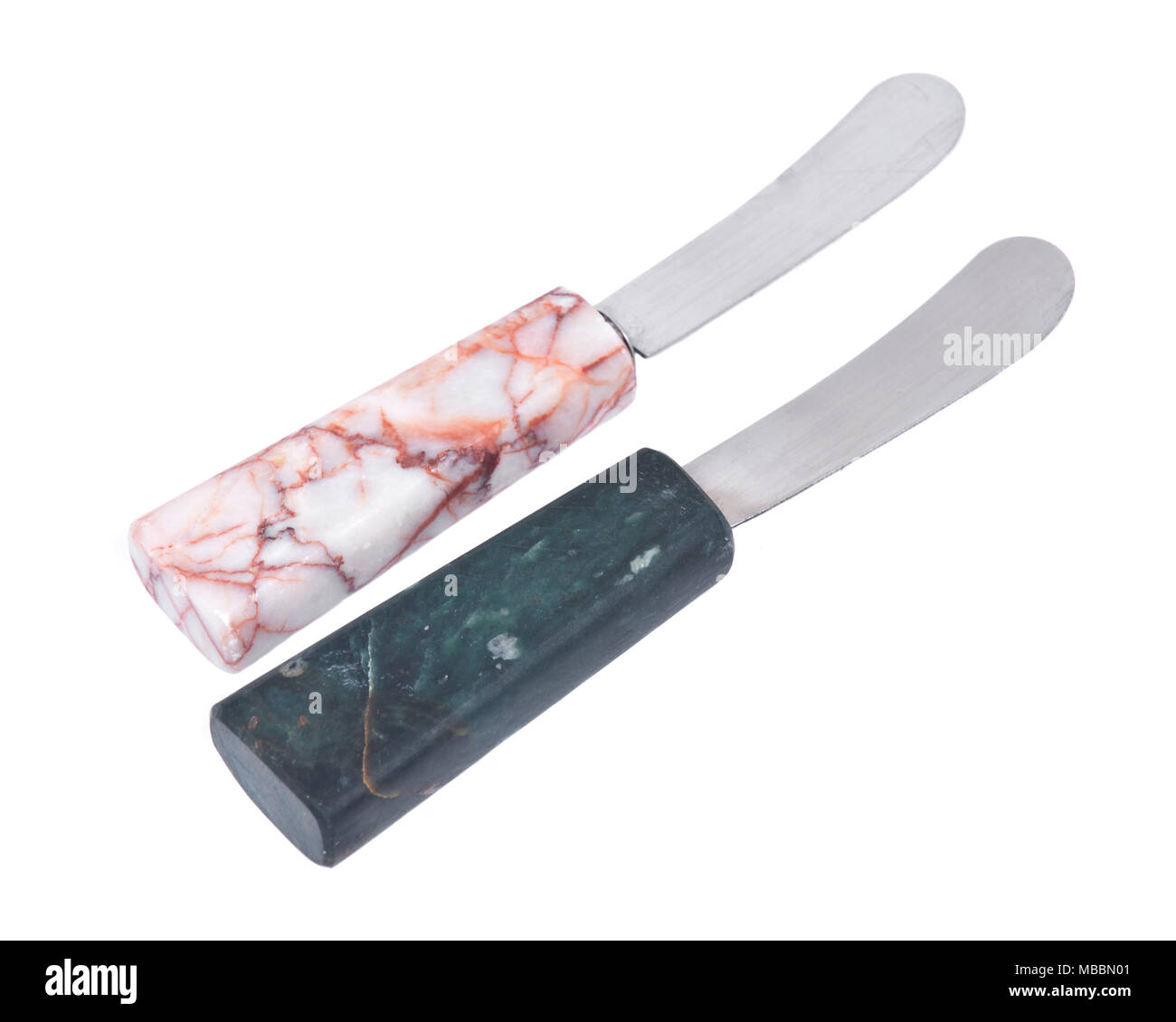 Brie cheese knife with stone handle isolated on white background Stock ...