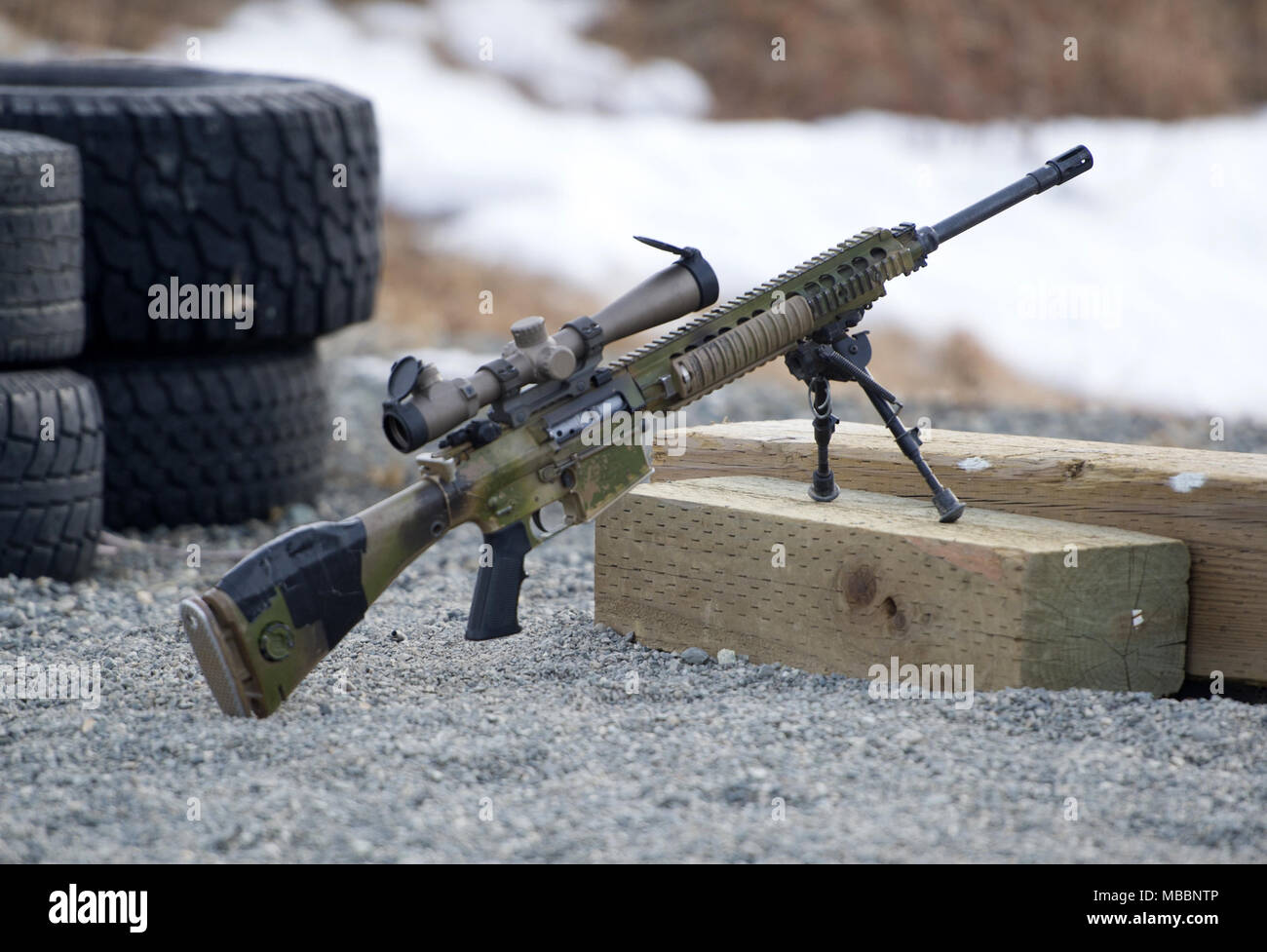 A M110 Semi-Automatic Sniper System sits on the firing line on Statler ...