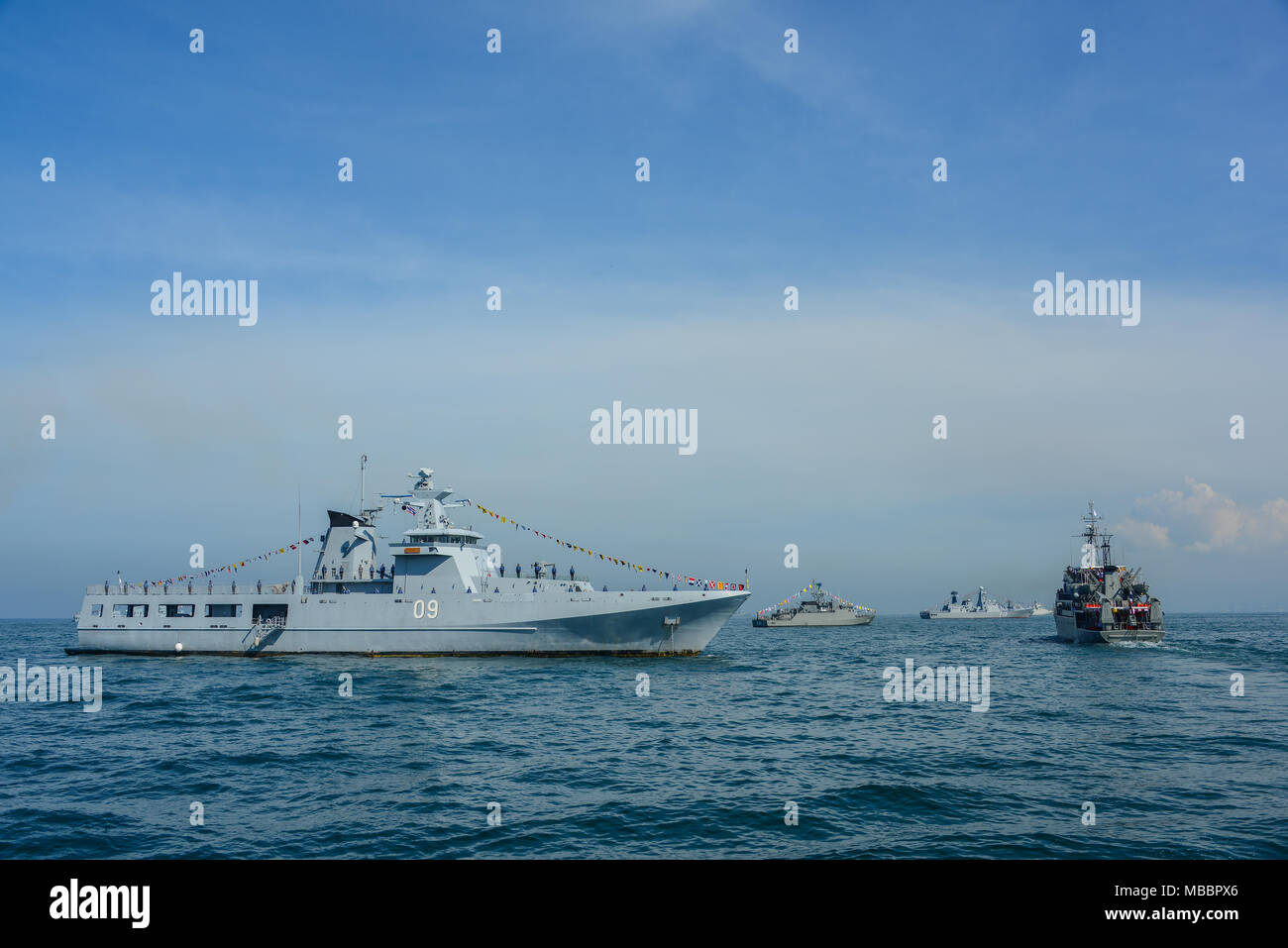 Pattaya, Thailand - November 18, 2017, Navy warships running on sea on ...