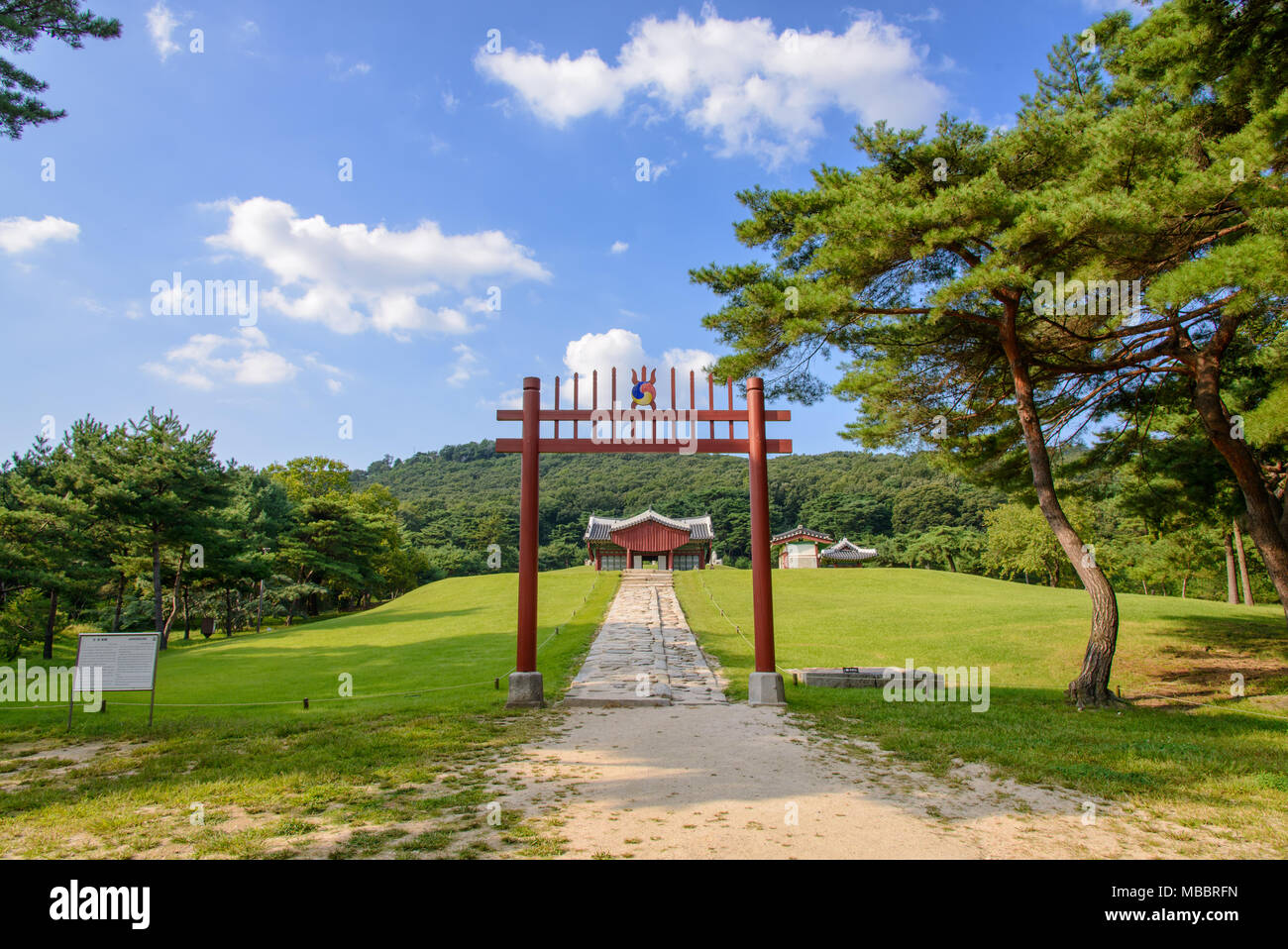 GIMPO, KOREA - SEPTEMBER 13, 2014: Front View of Jangneung, the tumb of ...