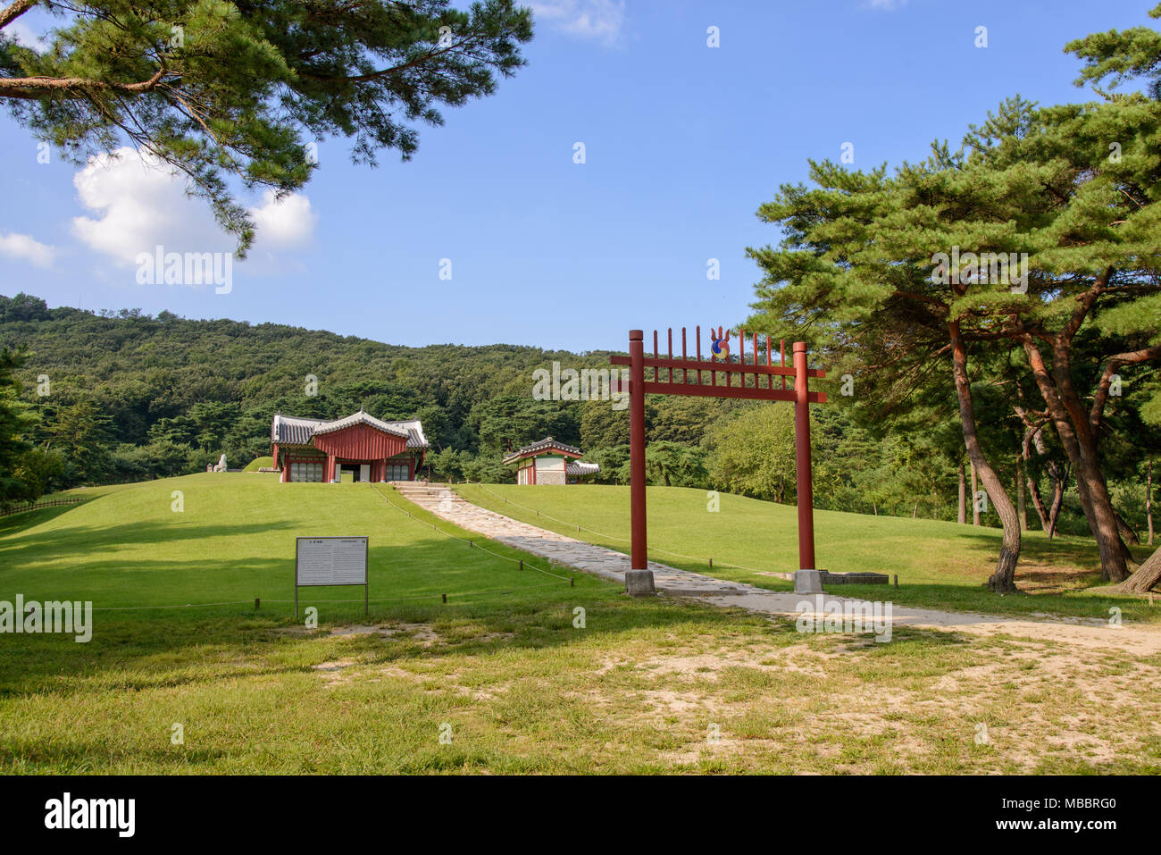 GIMPO, KOREA - SEPTEMBER 13, 2014: Front View of Jangneung, the tumb of ...