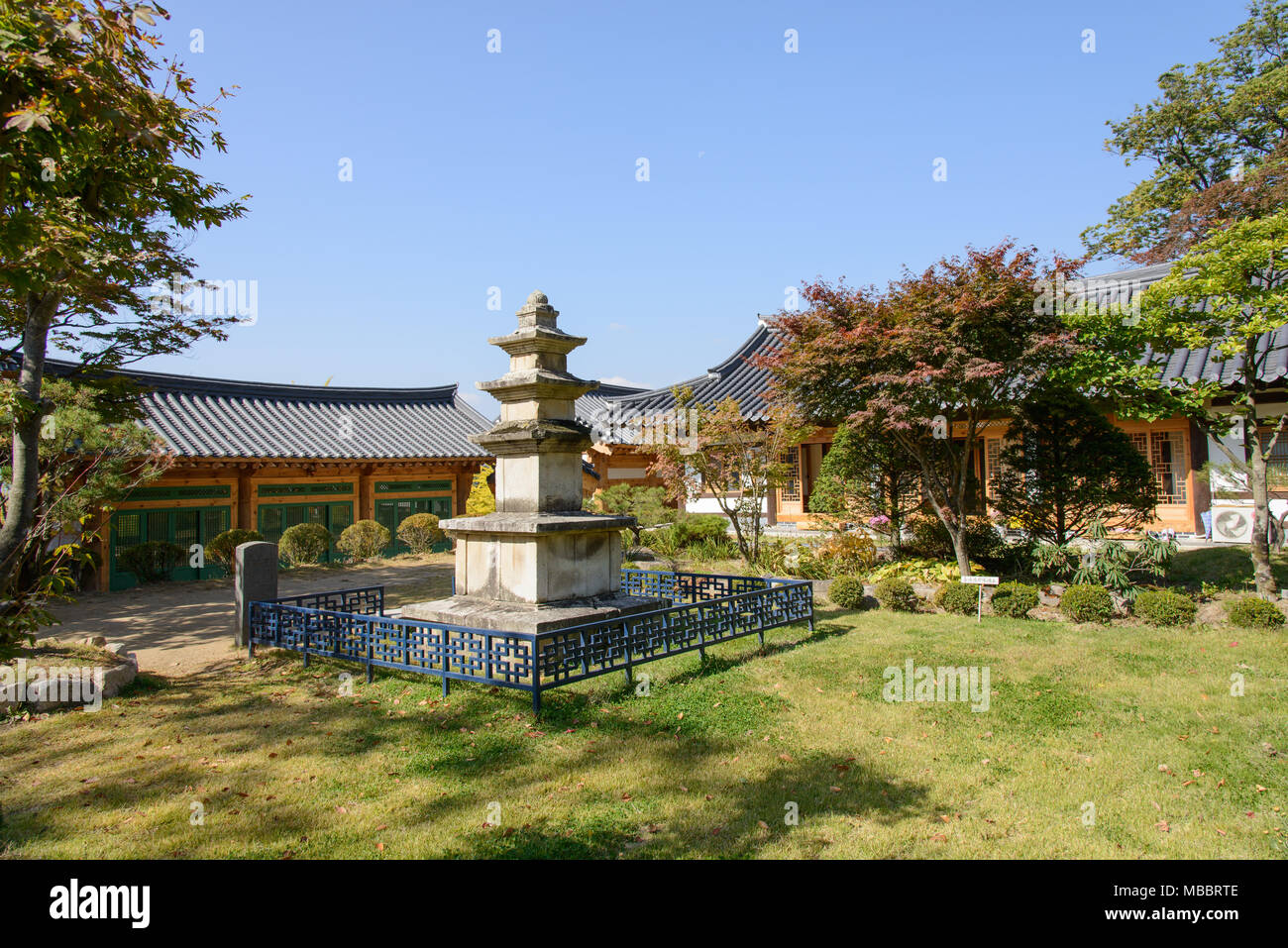YEONGJU, KOREA - OCTOBER 15, 2014: Stone Pagoda in Buseoksa. Buseoksa ...