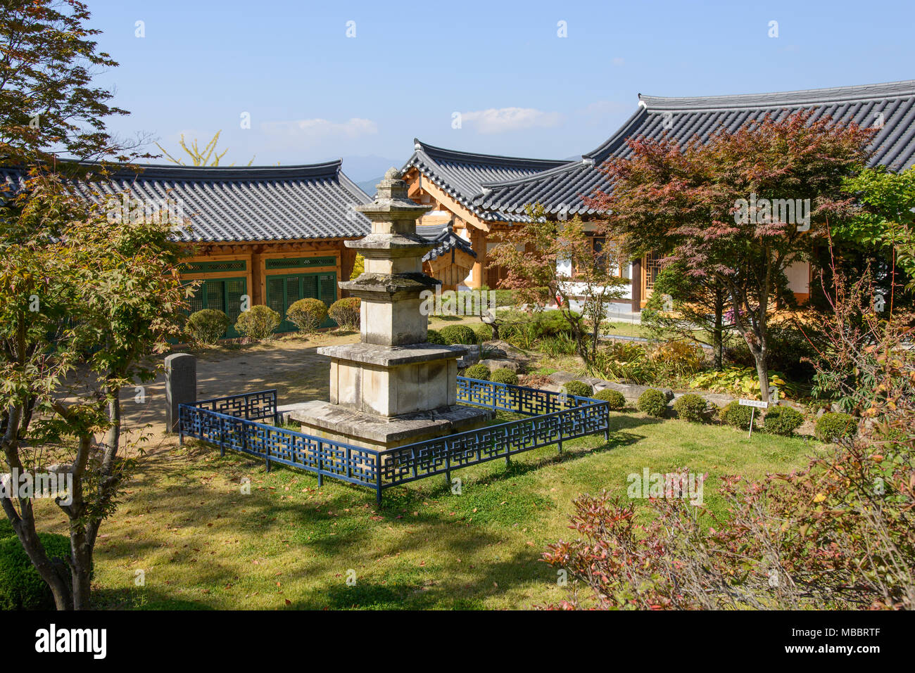 YEONGJU, KOREA - OCTOBER 15, 2014: Stone Pagoda in Buseoksa. Buseoksa ...