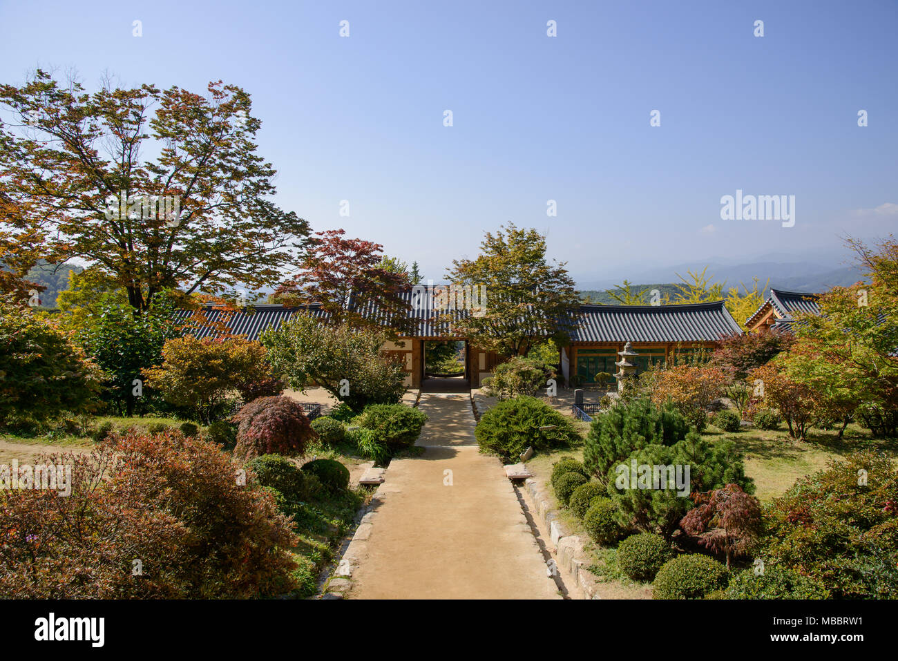 YEONGJU, KOREA - OCTOBER 15, 2014: View of Buseoksa entrance from ...