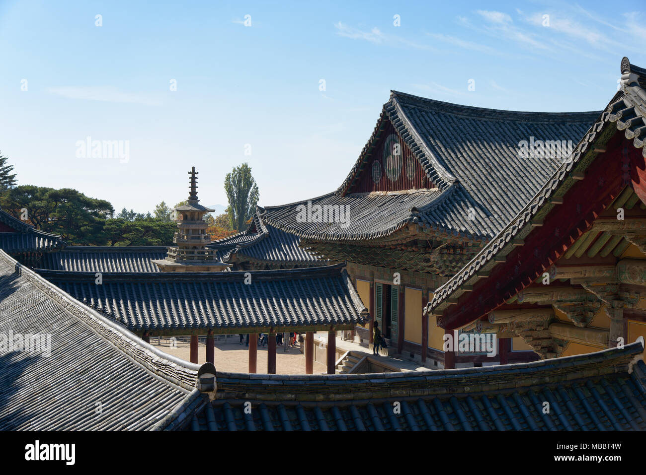 GYEONGJU, KOREA - OCTOBER 19, 2014: Roofs and Seokgatap at Bulguksa ...