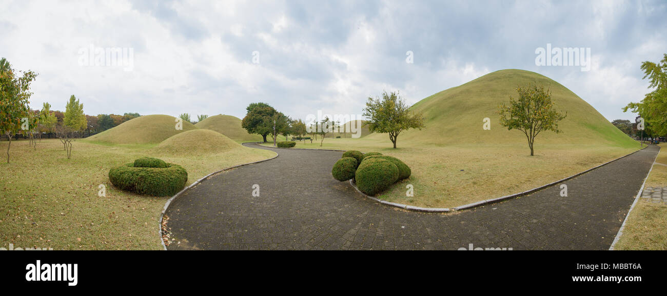 GYEONGJU, KOREA - OCTOBER 20, 2014: Daereungwon Ancient Tombs, royal ...