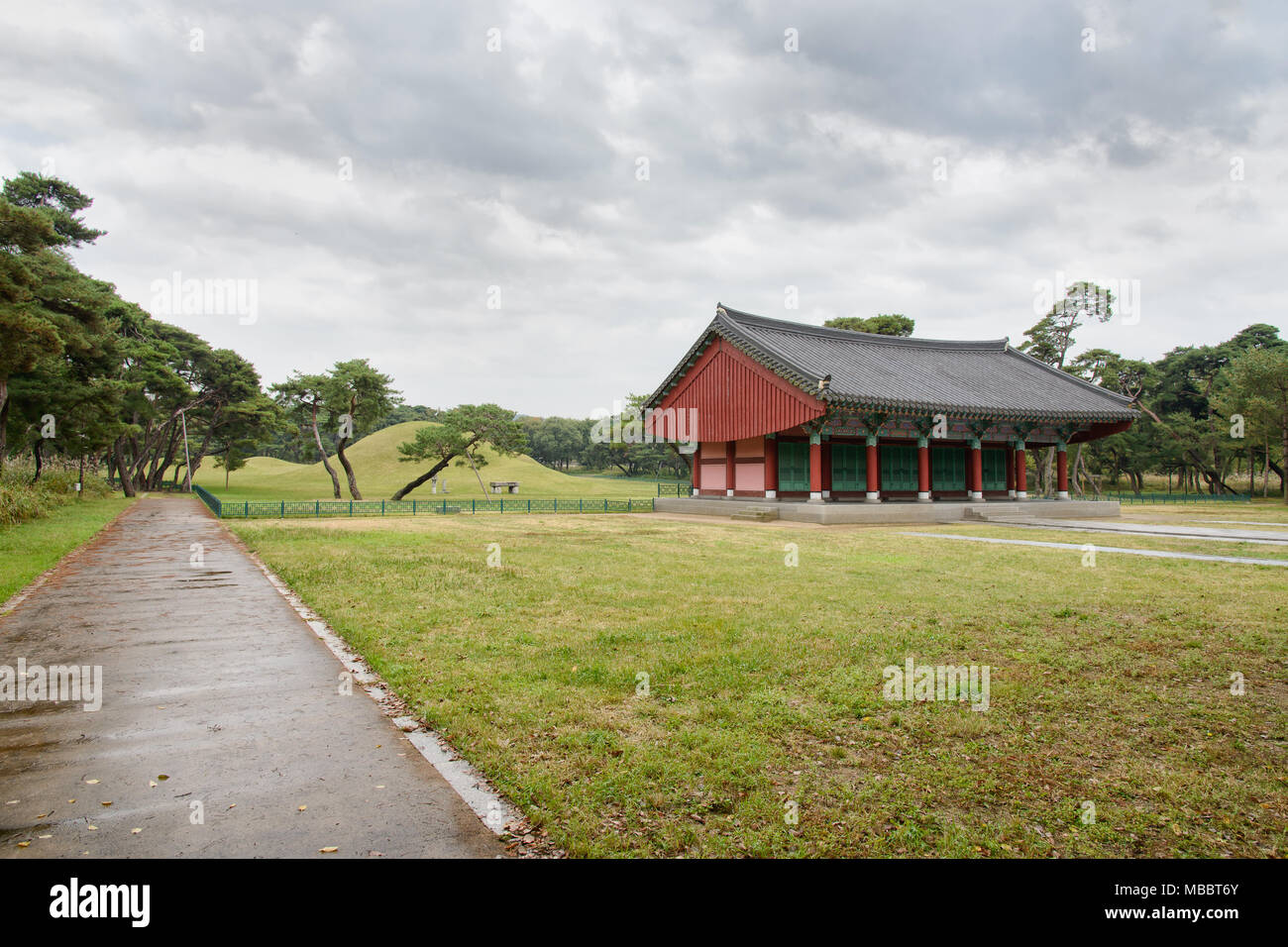 GYEONGJU, KOREA - OCTOBER 20, 2014: The Oreung Tombs are five tombs of ...