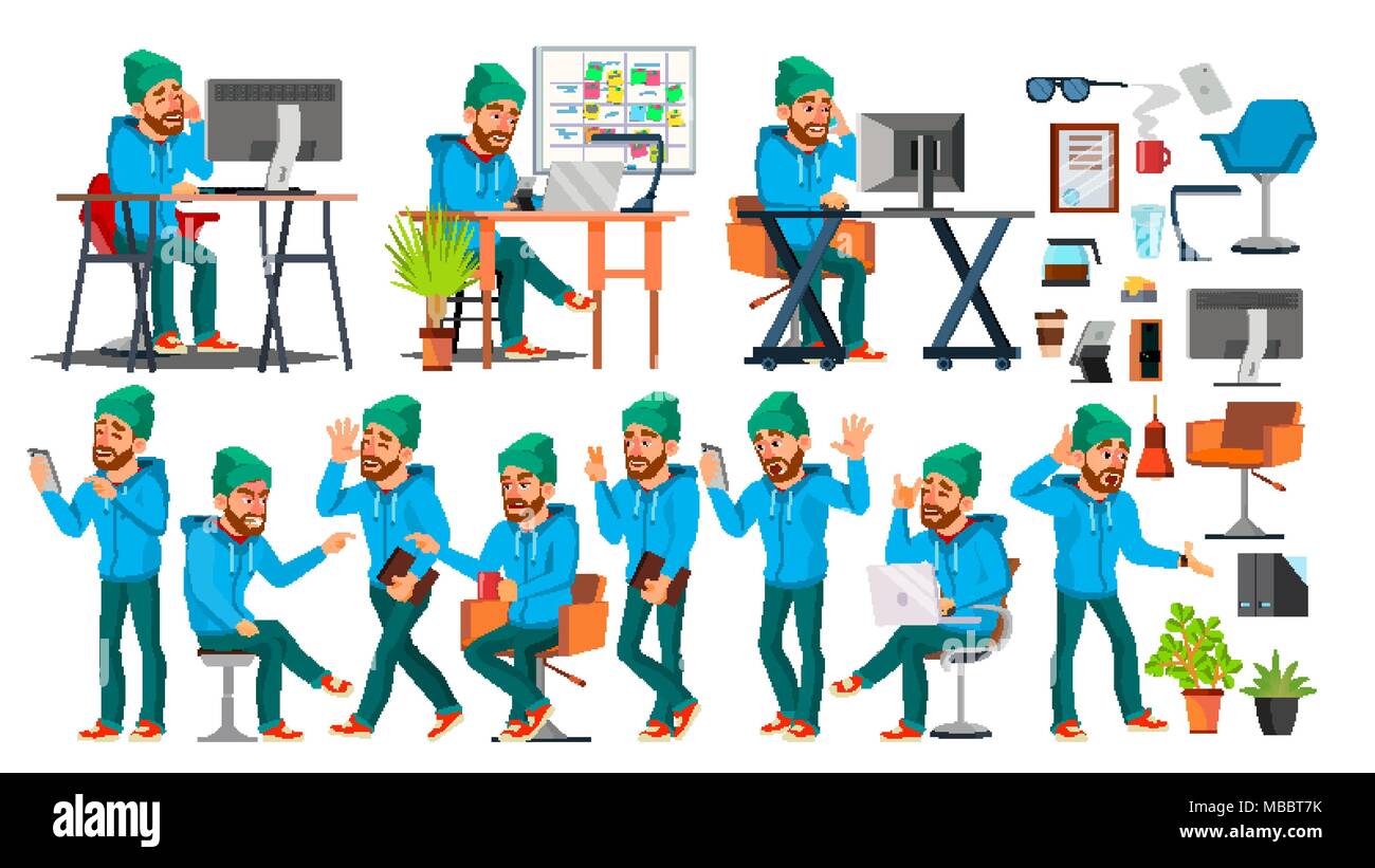 Business Man Character Vector. Working People Set. Office, Creative ...
