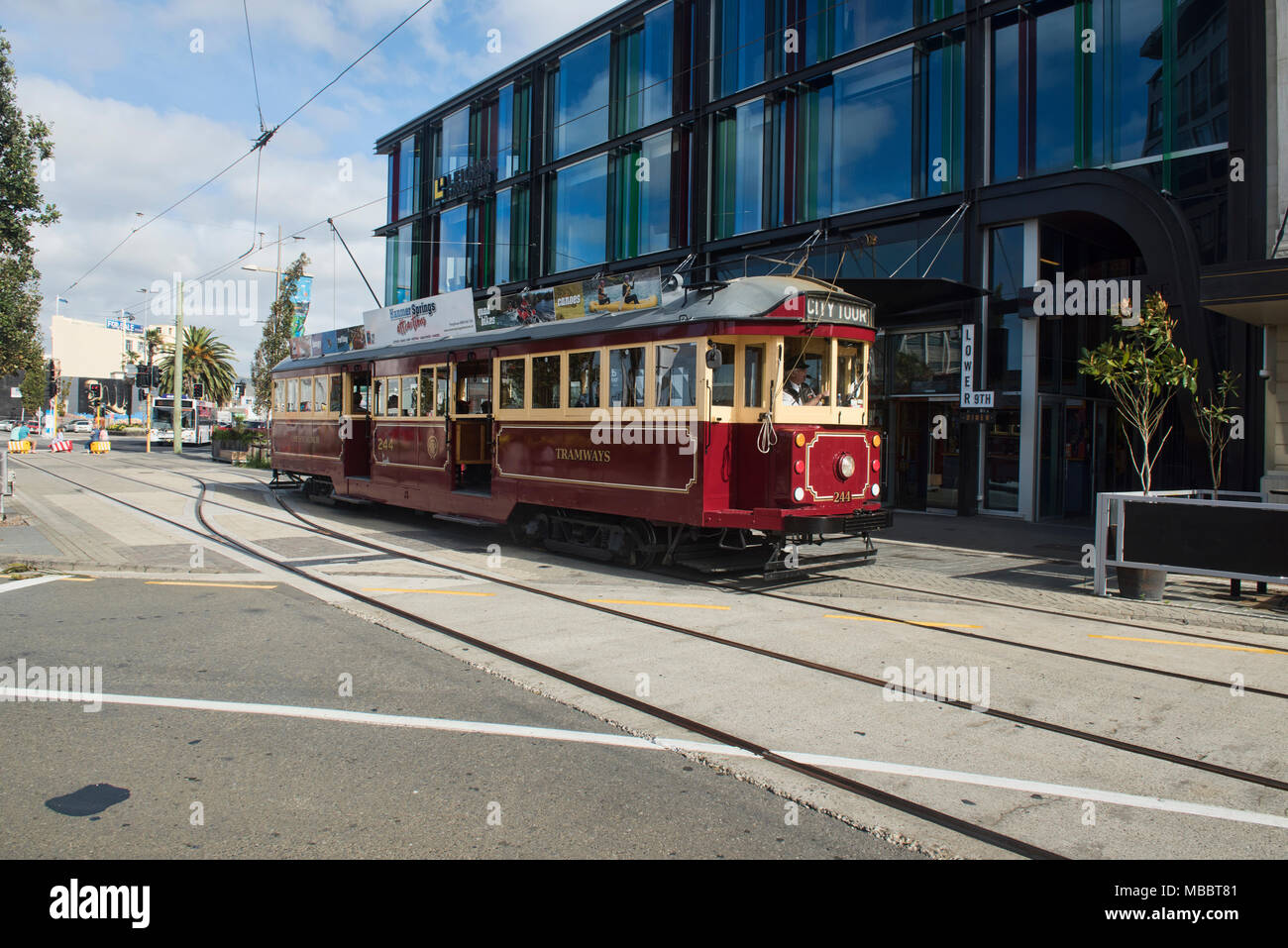 Sightseeing tram, ChristChurch, New Zealand Stock Photo - Alamy