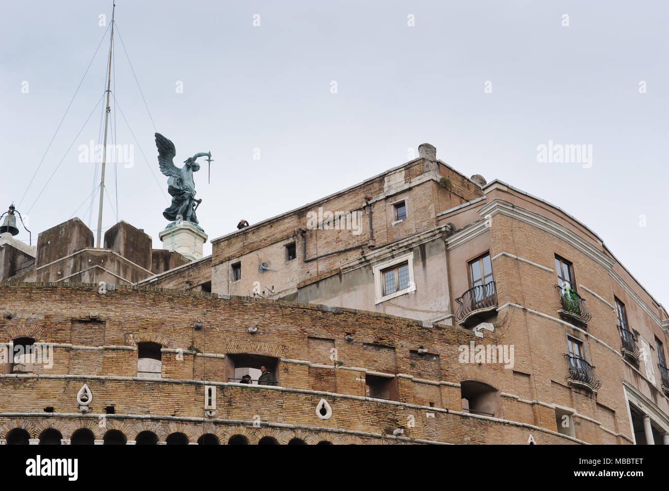 ROME, ITALY - JANUARY 27, 2010: Bronze statue of Michael the Archangel ...