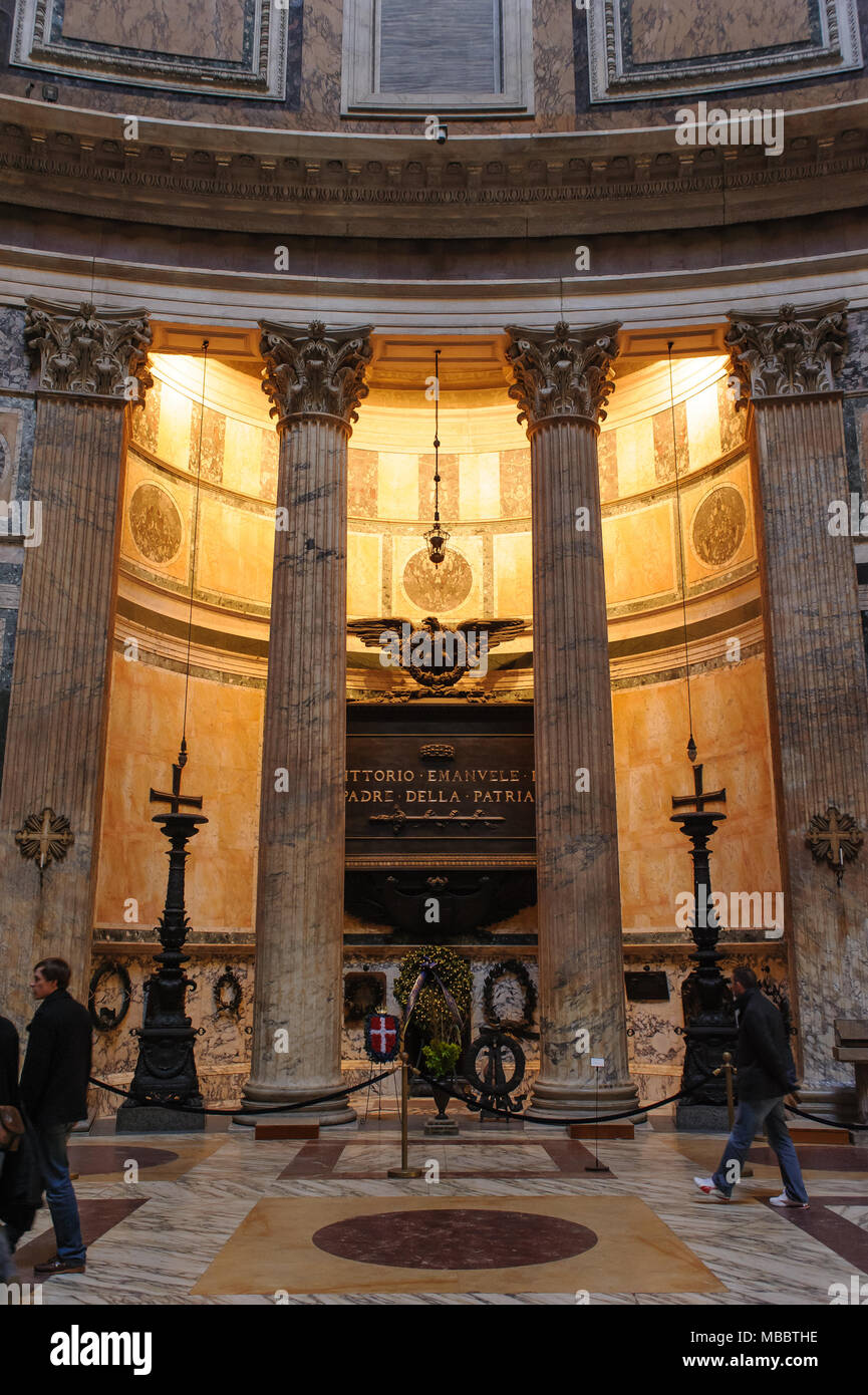ROME, ITALY - JANUARY 27, 2010: Inner view of Pantheon. Pantheon is a ...