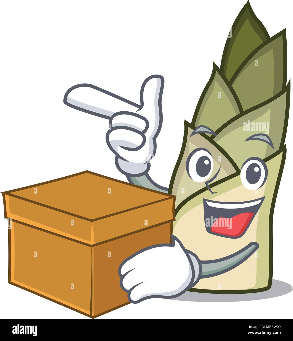 With box bamboo shoot character cartoon Stock Vector Image & Art - Alamy