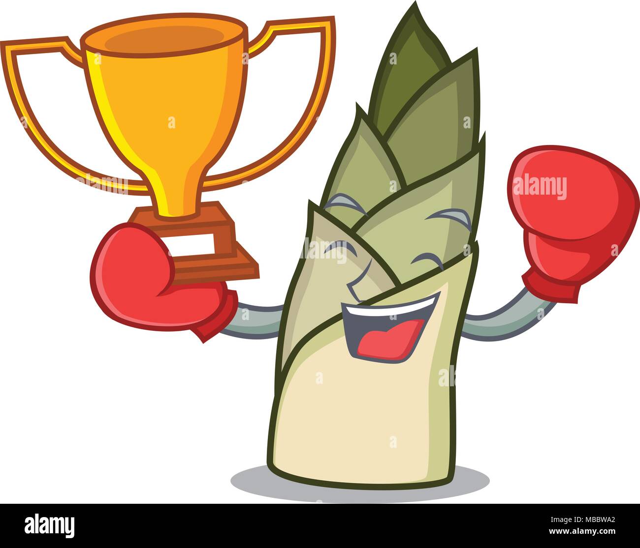 Boxing winner bamboo shoot mascot cartoon Stock Vector Image & Art - Alamy
