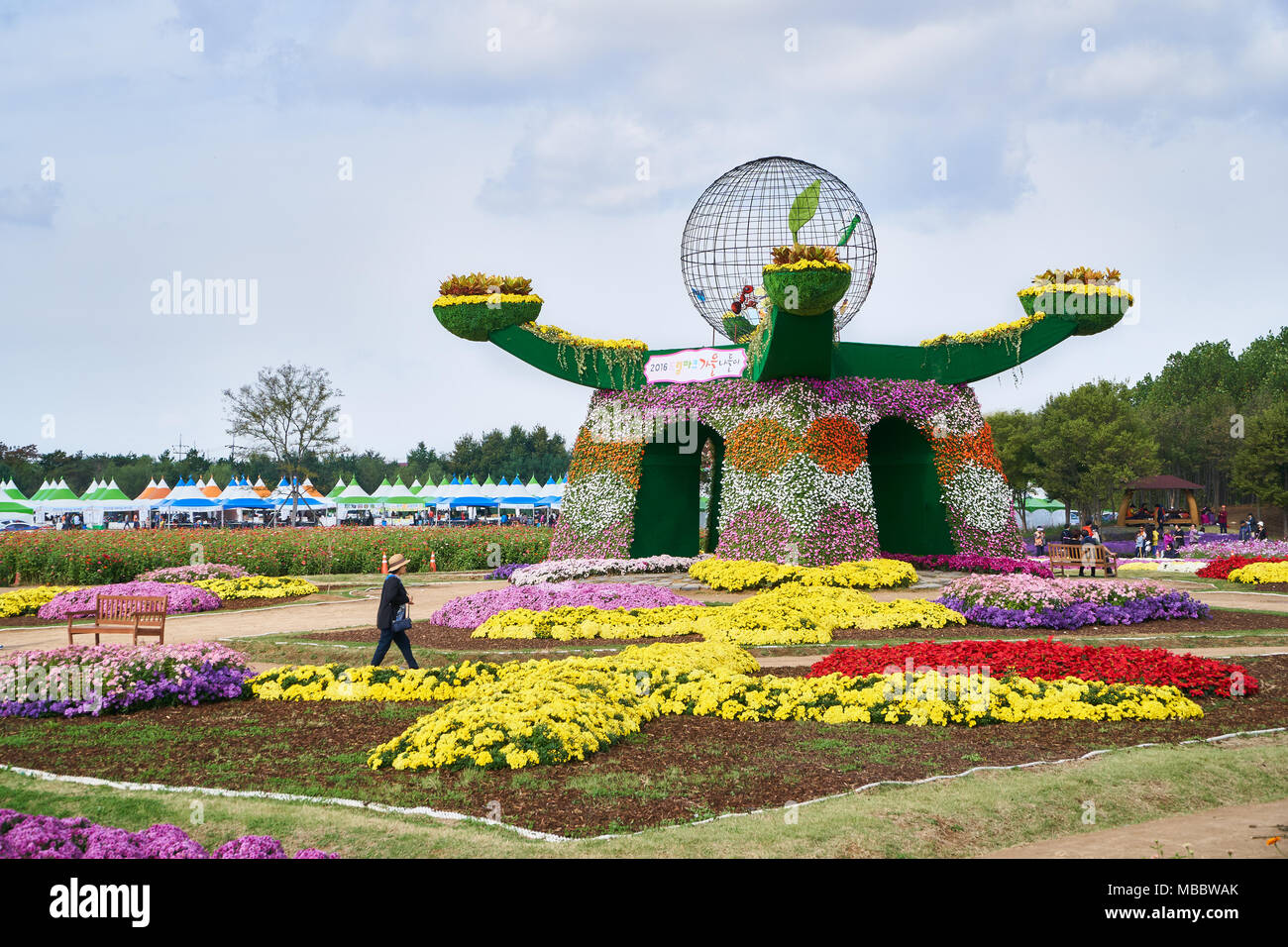 Incheon, Korea - October 8, 2016: Landscape of Chrysanthemum festival ...