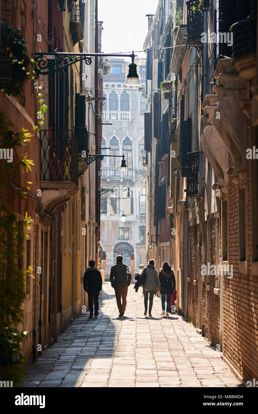 Venice, Italy - Febuary 19, 2016: Walking people in Venice. Venice is a ...